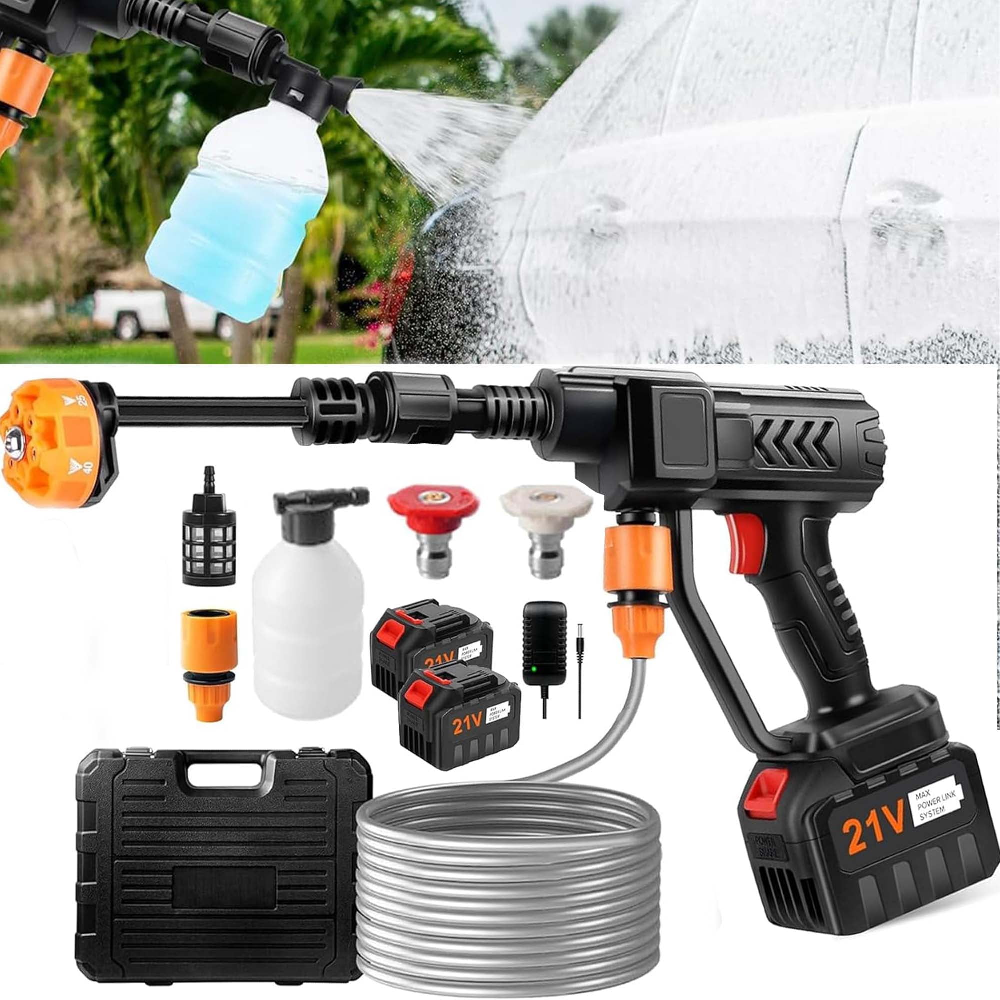 X5 Hand Held Pressure Washer,500 Psi Cordless Pressure Washer With 16ft ...