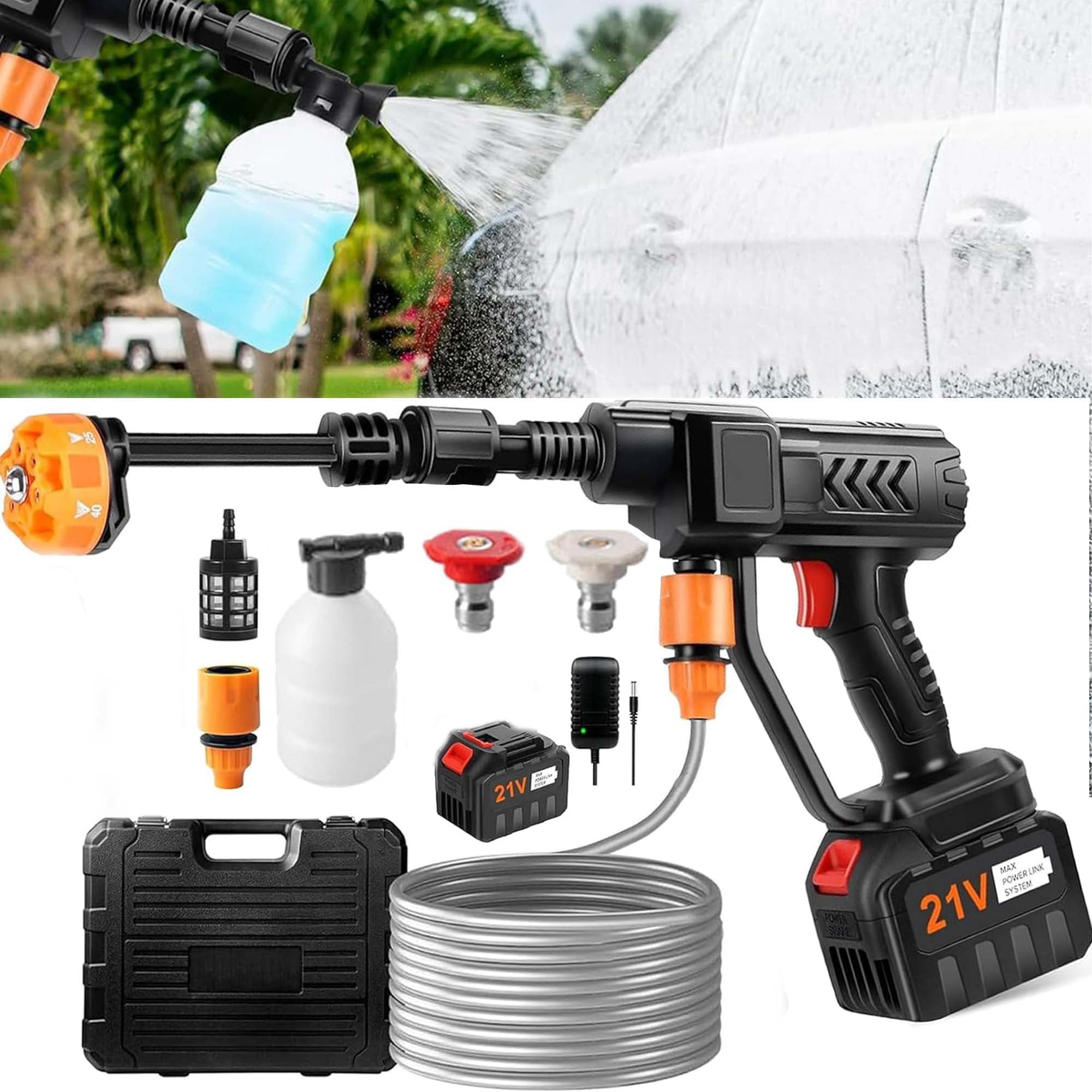 X5 Hand Held Pressure Washer,500 Psi Cordless Pressure Washer With 16ft ...