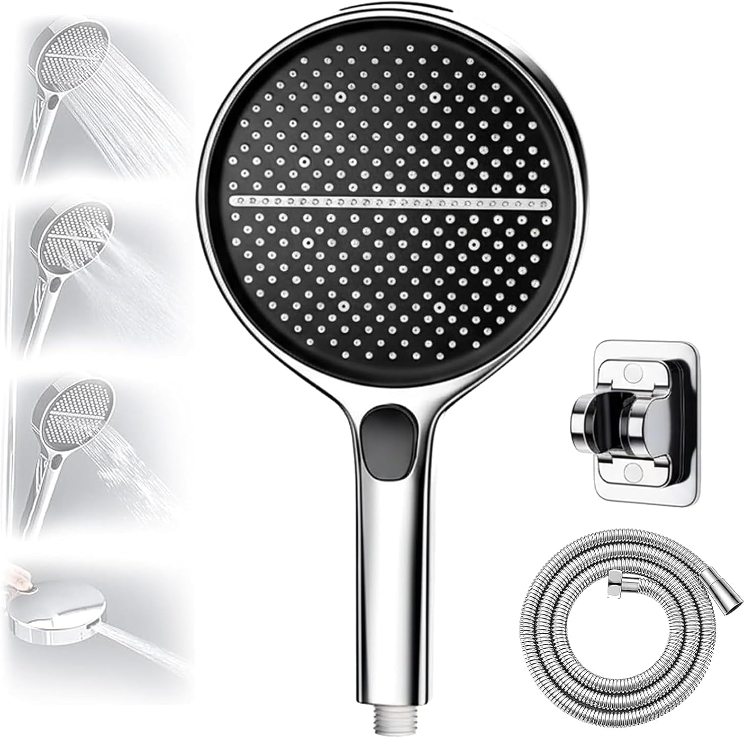 HydroEase Air-Boost 5.9" High-Pressure Handheld Shower Head with 4 ...
