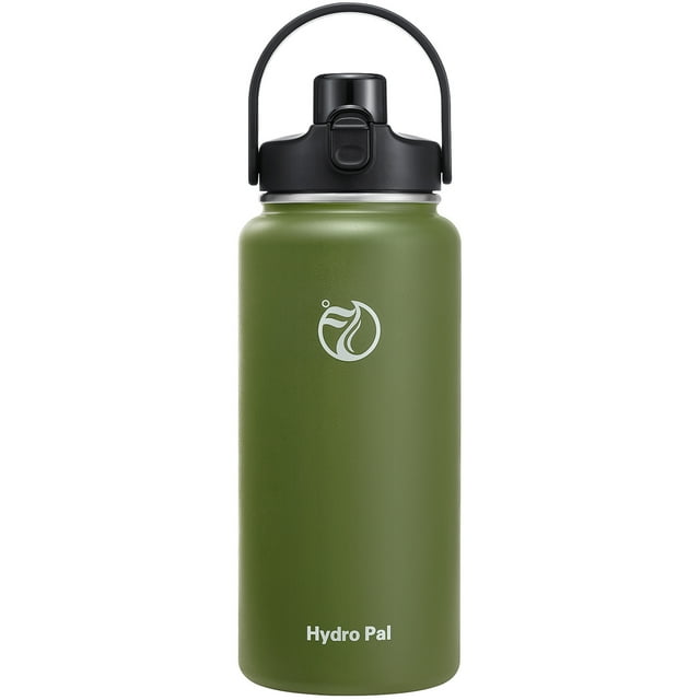 HydroPal 64oz Stainless Steel Water Bottle with 2-in-1 Leak Proof Lids ...