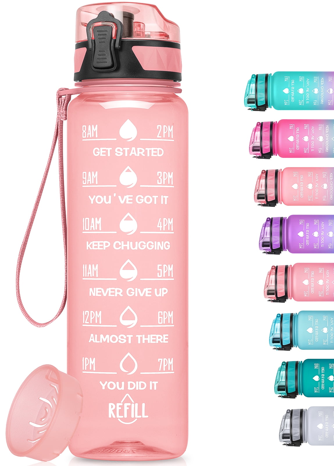 HydroPal Motivational Water Bottle 26oz with Time Marker BPA Free ...