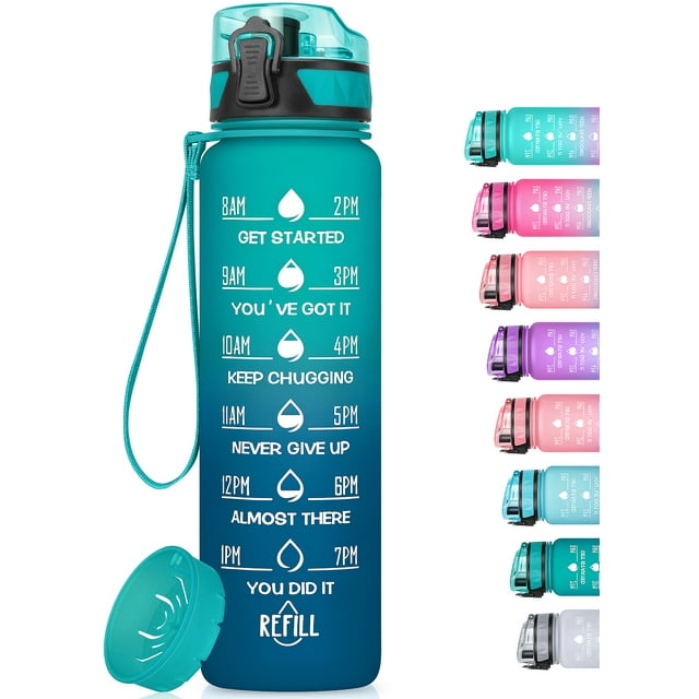 HydroPal Motivational Water Bottle 32oz with Time Marker BPA Free ...