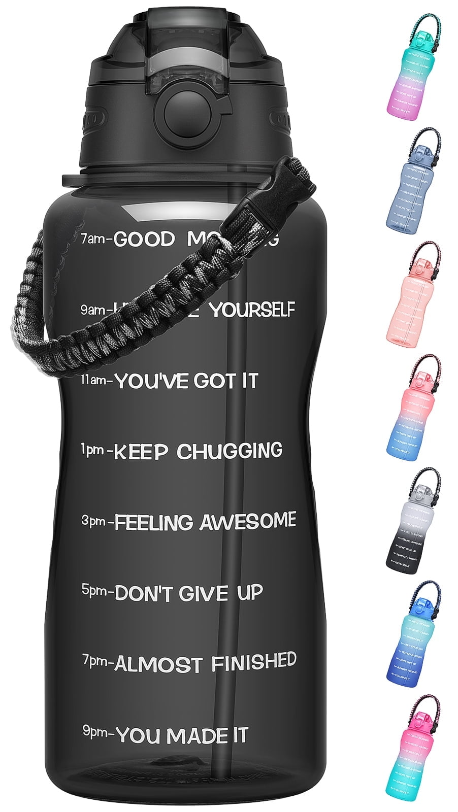 HydroPal Motivational Water Bottle 64oz with Time Marker BPA Free ...