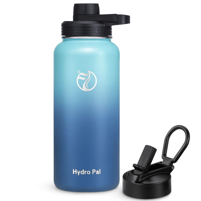 HydroPal Stainless Steel Water Bottle 40oz with 2 Leak Proof Lids(Spout ...