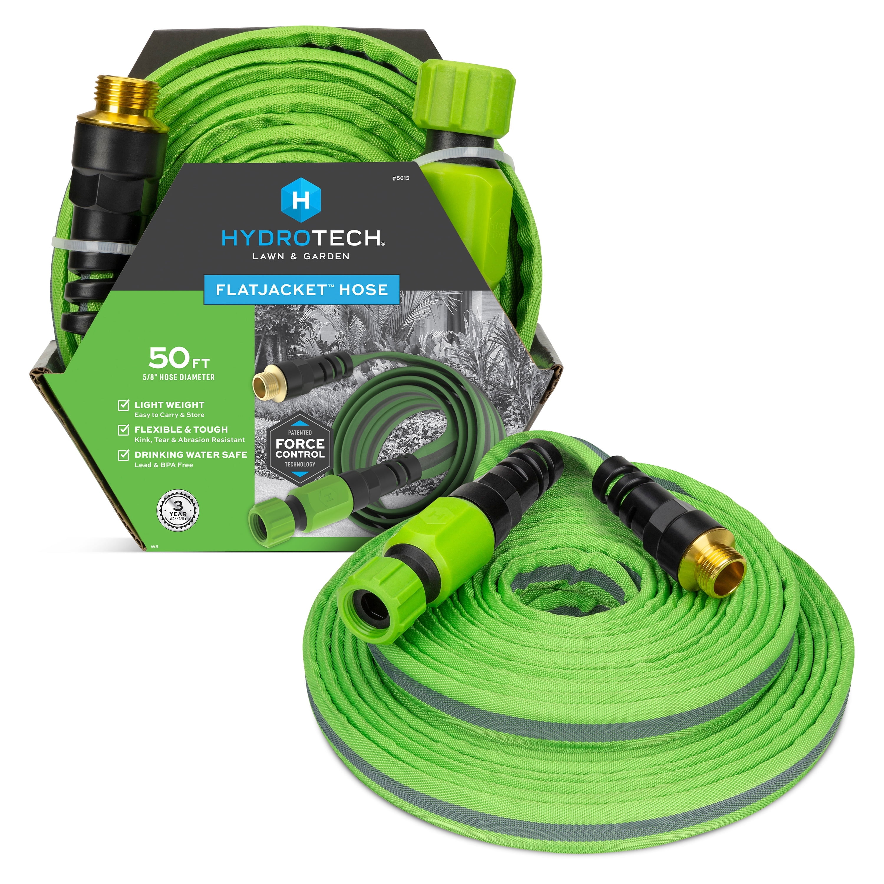 HydroTech FLATJACKET 5/8" x 50 ft Flexible Garden Hose - Walmart.com
