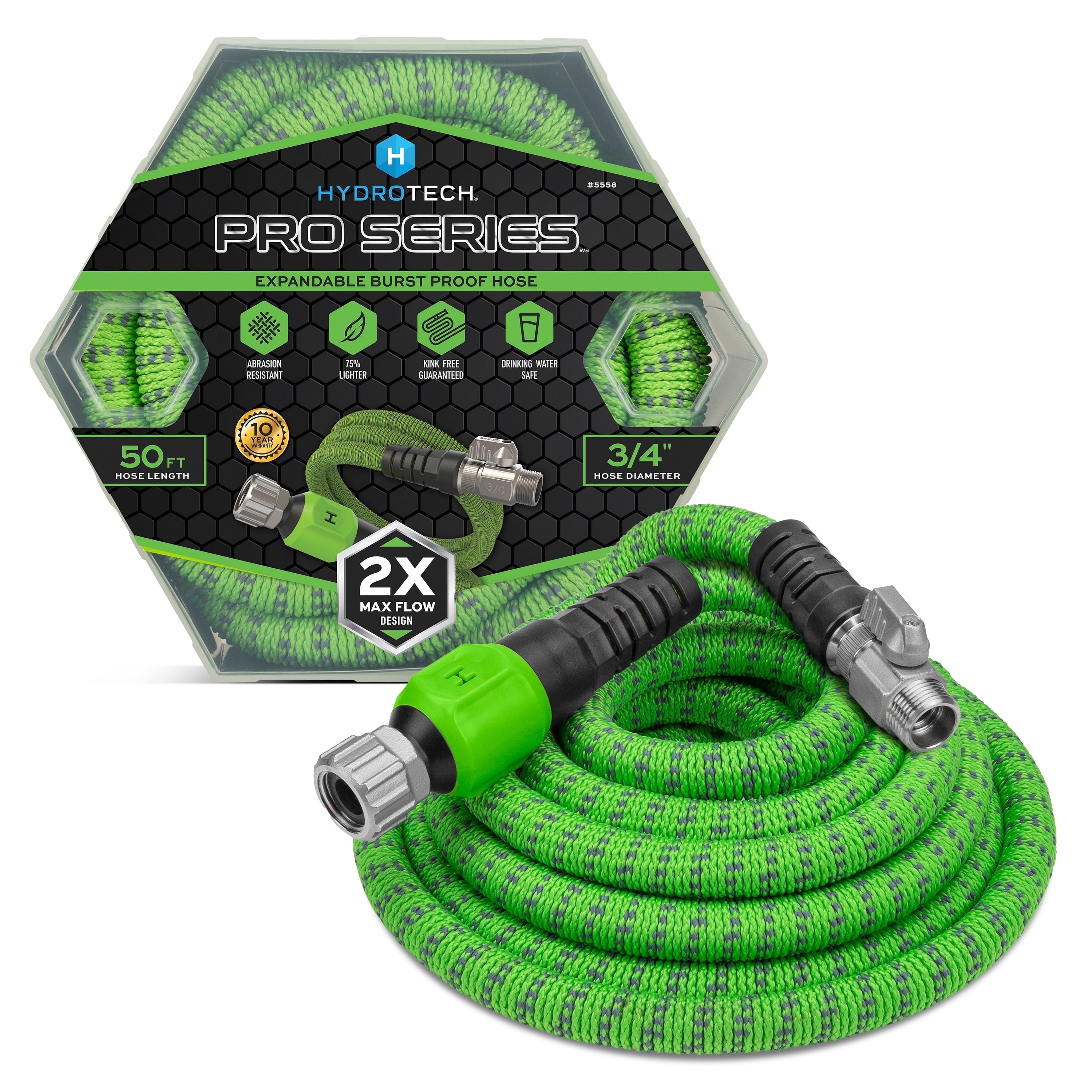 HydroTech Pro 3/4 in. Dia 50 ft. Burst-Proof Expandable Garden Water ...