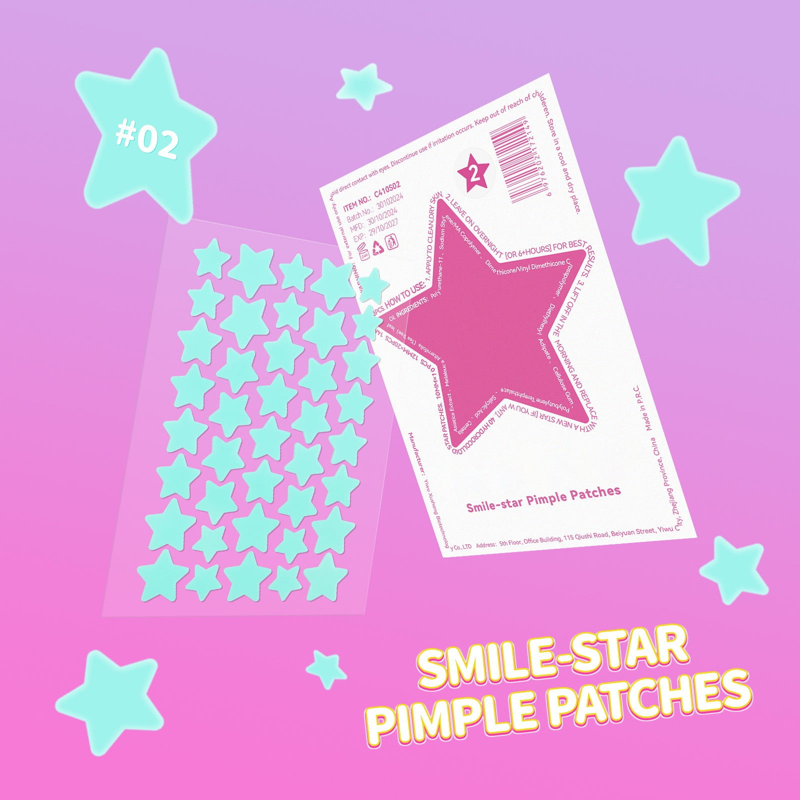 Hydrocolloid Color Star Acne Patch Containing 40 Pieces In A Bag ...