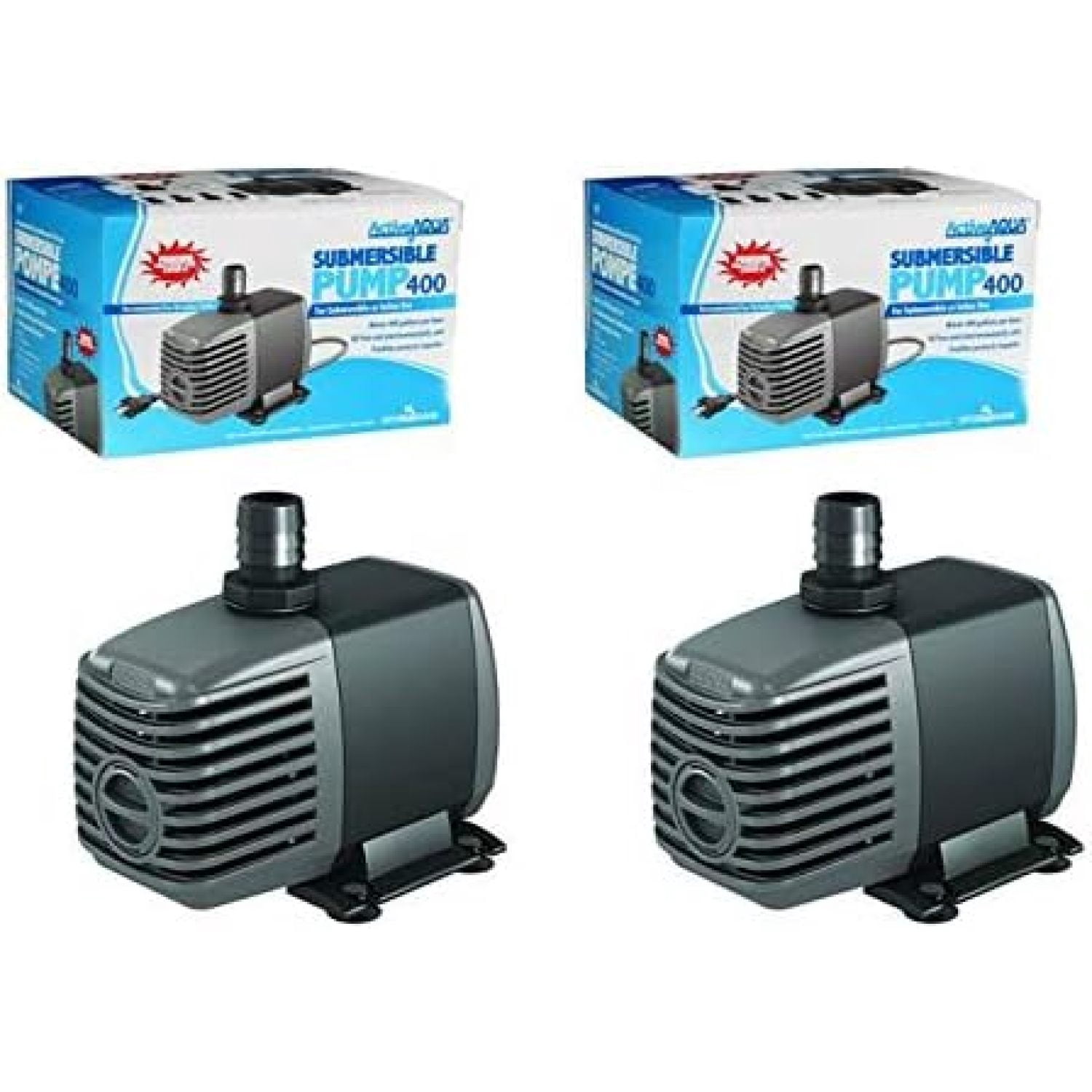 Hydrofarm AAPW400 Active Aqua 400 GPH Submersible Hydroponic Pond Aquarium Water Pump (2 Pack ...
