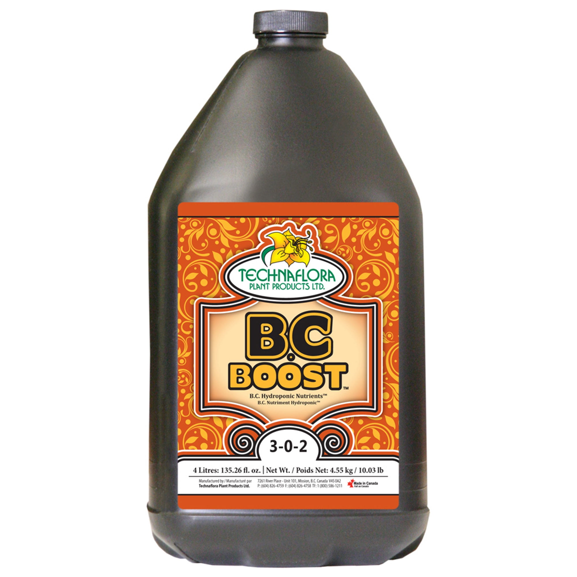 Hydrofarm Technaflora B.C. Boost Hydroponic Plant Fertilizer, 4 Liters ...