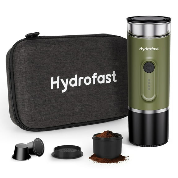 Hydrofast PO-100 Portable Espresso Maker, 20-Bar Pressure, 9600mAh, 2-in-1 Capsule & Ground ...