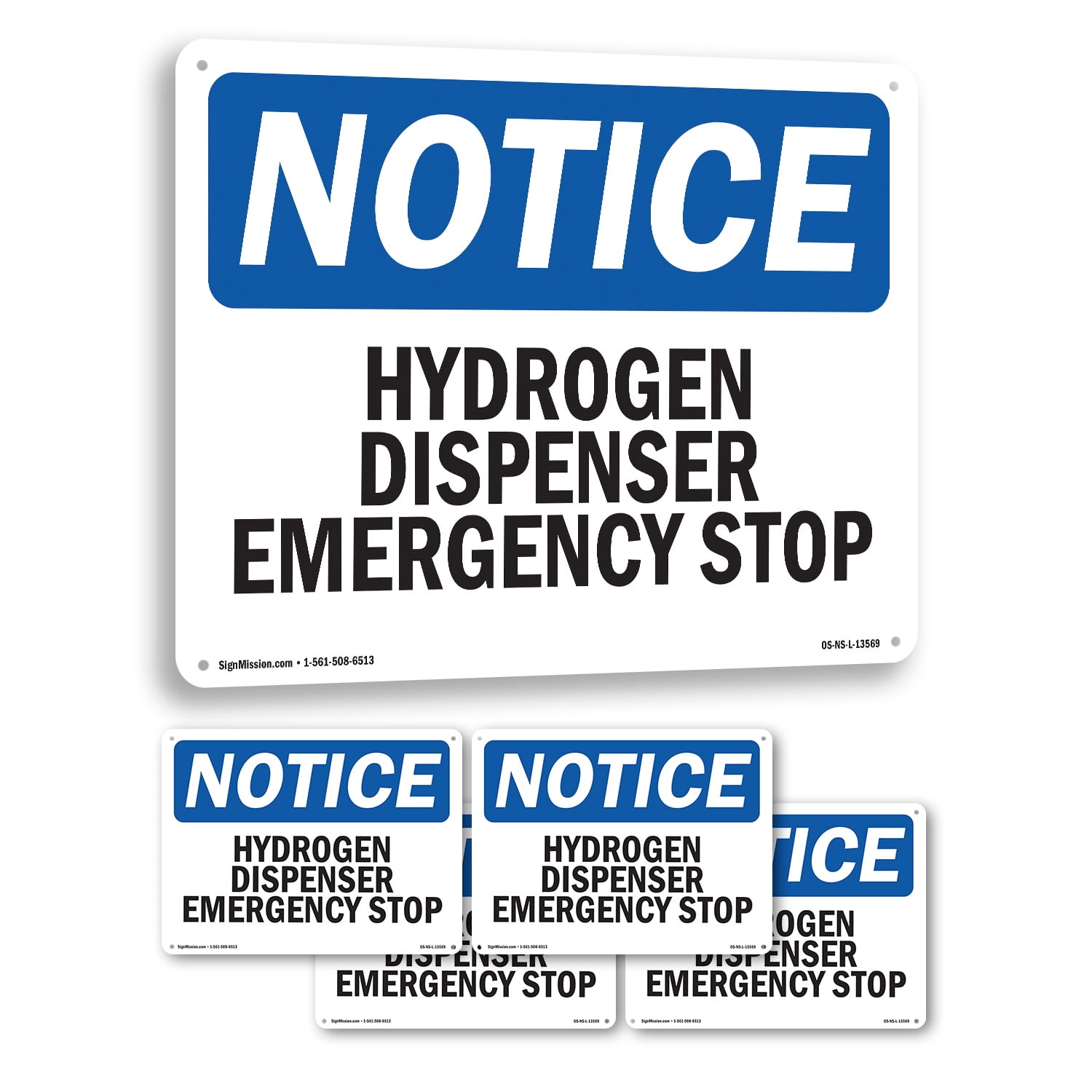 Hydrogen Dispenser Emergency Stop OSHA Notice Aluminum Sign 14 Inch x ...