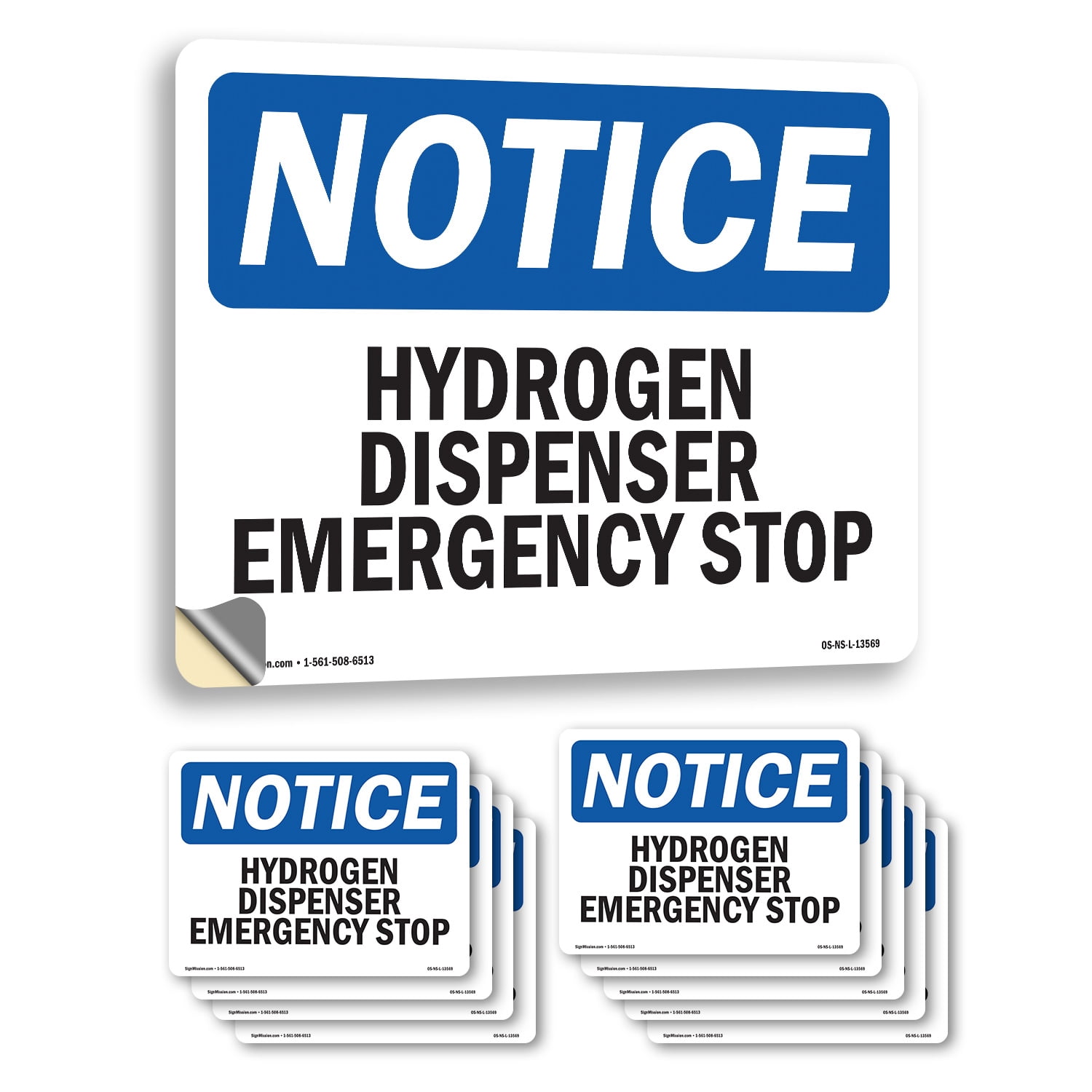 Hydrogen Dispenser Emergency Stop OSHA Notice Vinyl Decal Label 10 Inch ...