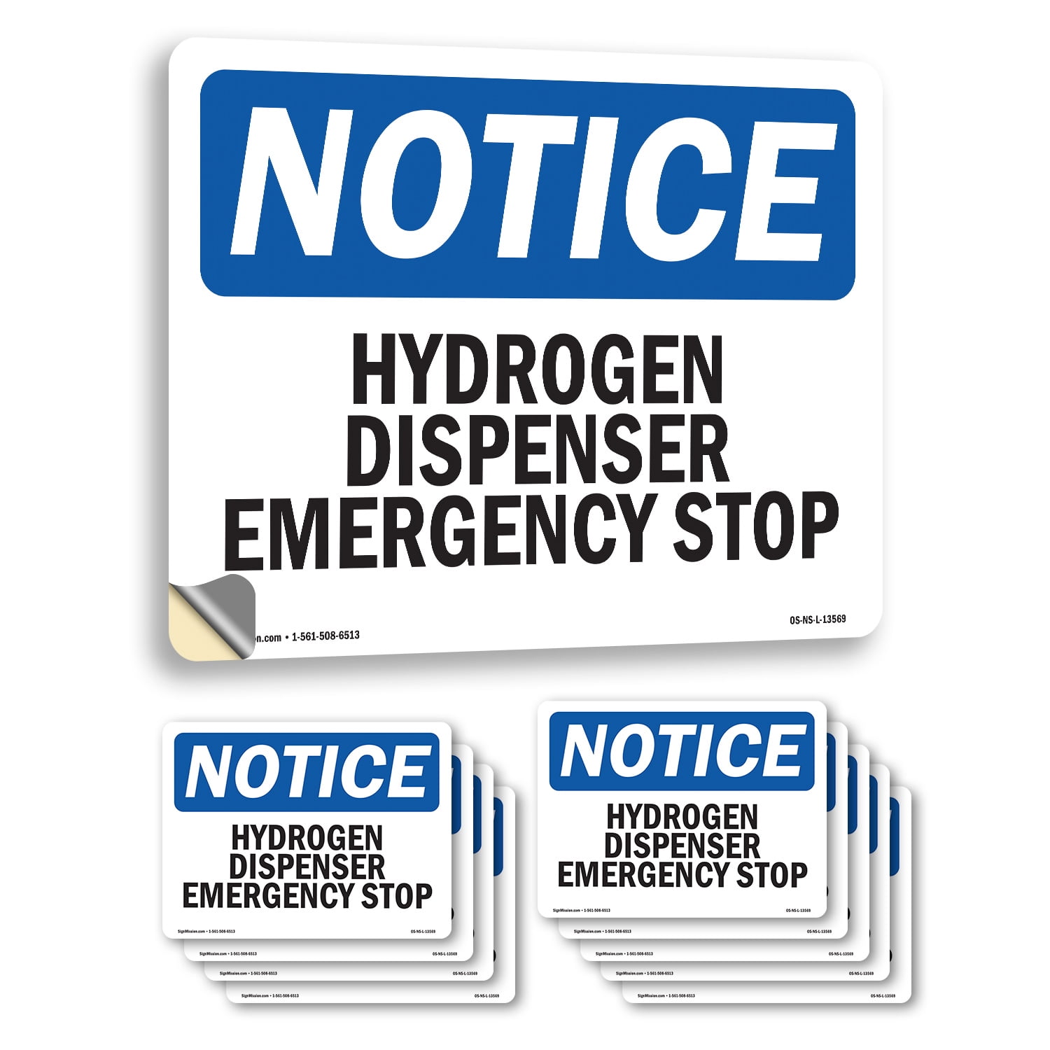 Hydrogen Dispenser Emergency Stop OSHA Notice Vinyl Decal Label 14 Inch ...