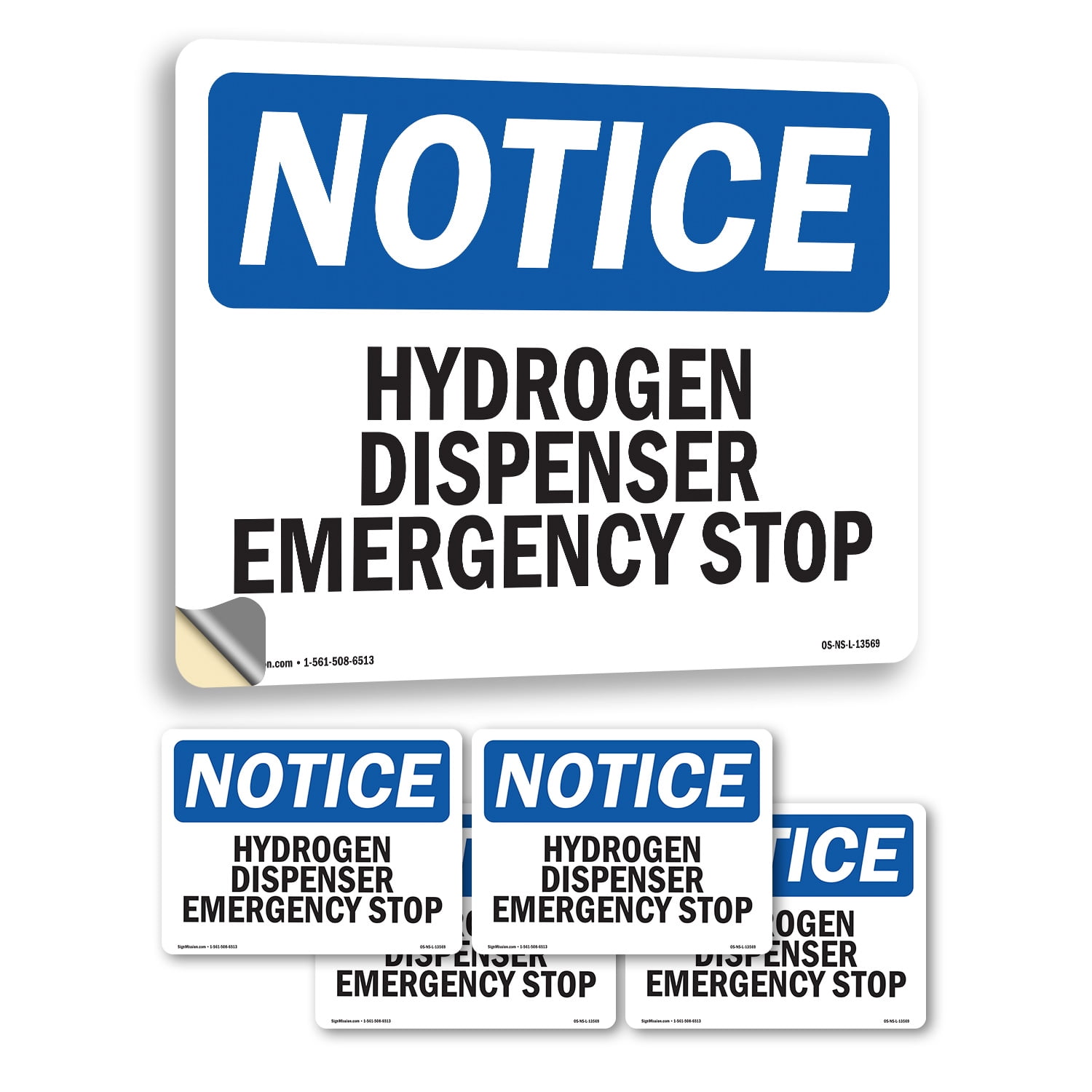 Hydrogen Dispenser Emergency Stop OSHA Notice Vinyl Decal Label 14 Inch ...