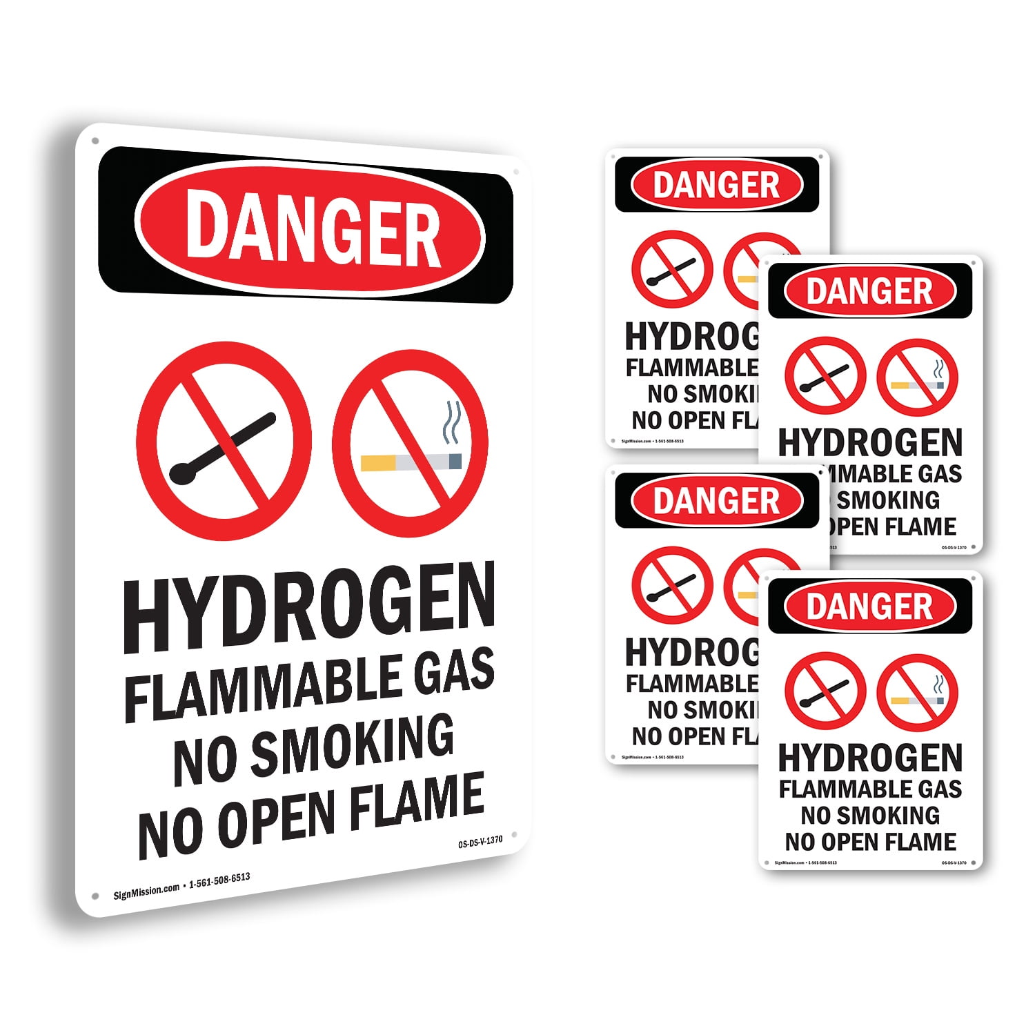 Hydrogen Flammable OSHA Danger Rigid Plastic Sign 10 Inch x 7 Inch - 5 ...