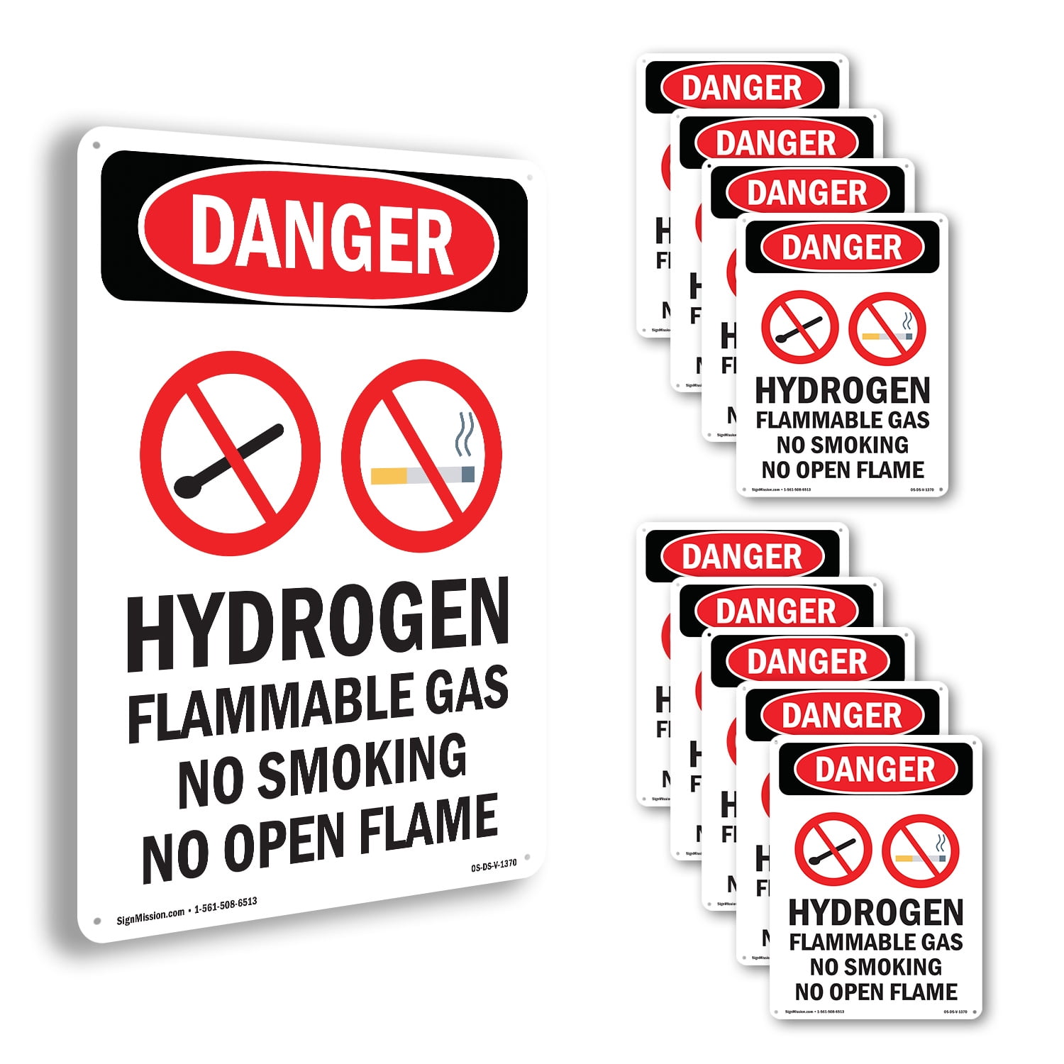 Hydrogen Flammable OSHA Danger Rigid Plastic Sign 24 Inch x 18 Inch ...
