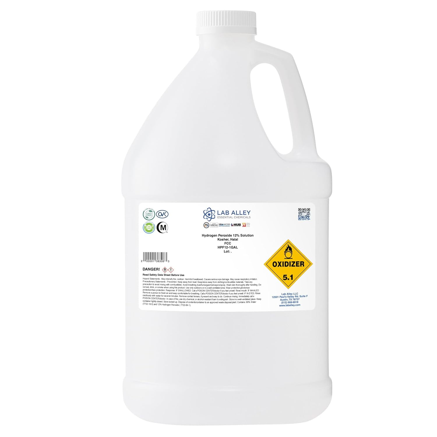 Hydrogen Peroxide 12% Food Grade, Kosher Certified, Halal, GMO-Free ...