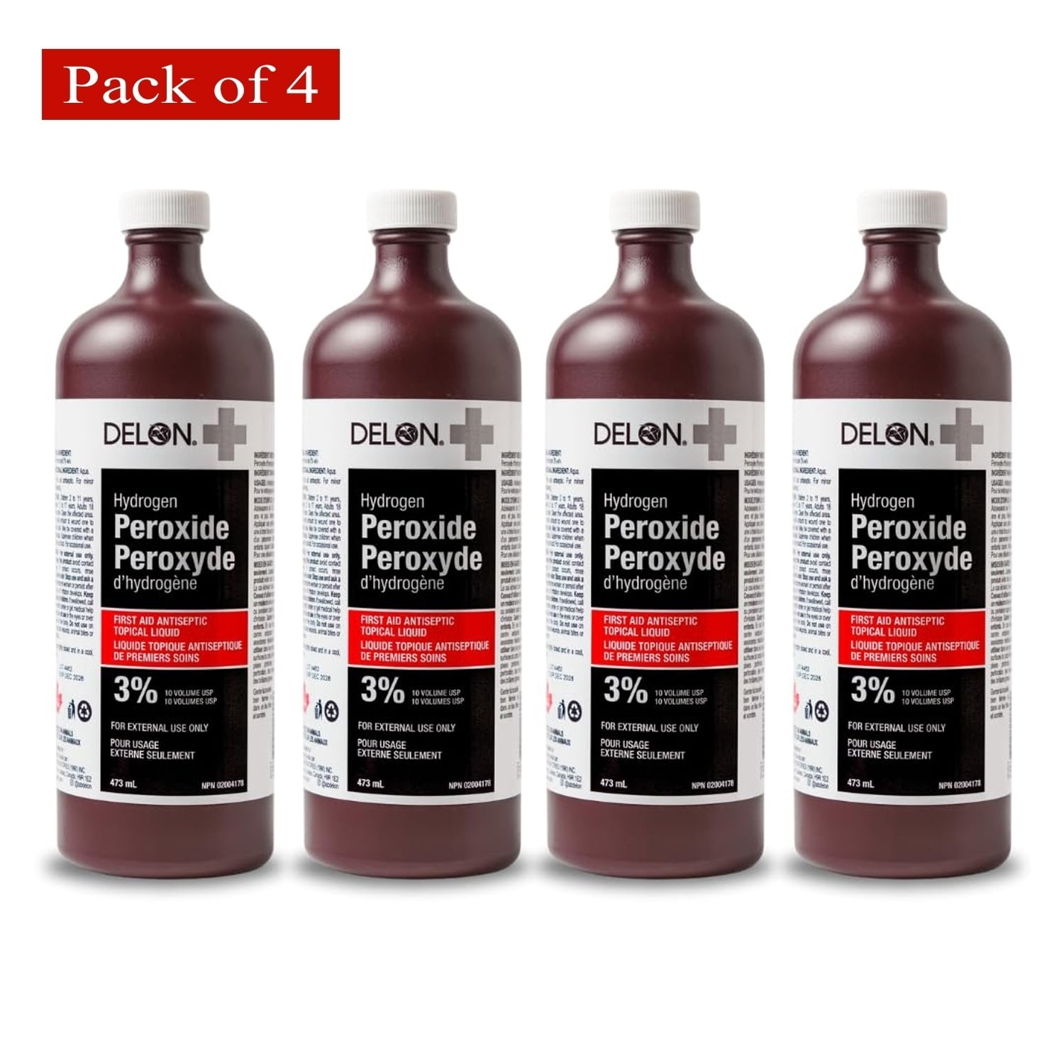 Hydrogen Peroxide 3% (Pack of 4 x 473ml) - Walmart.com