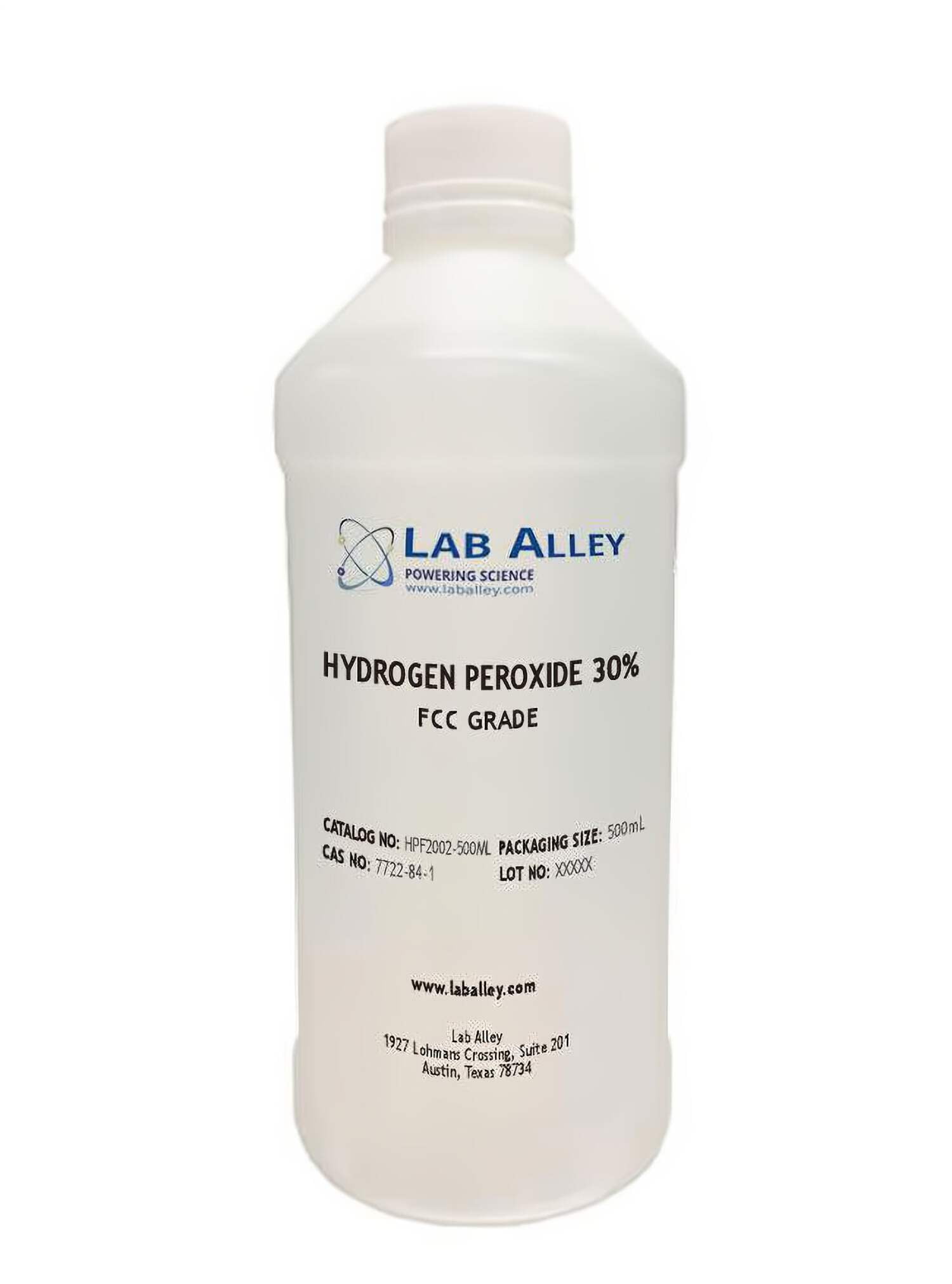 LAB ALLEY Hydrogen Peroxide 30% Solution, Food Grade, 500mL, Pure H2O2 ...