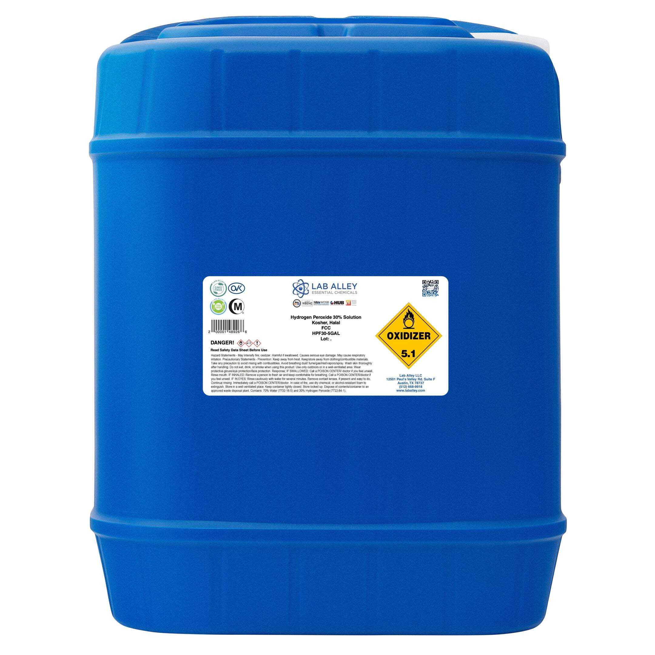 5 Gallon Bulk Hydrogen Peroxide 30% Solution, Food Grade - Walmart.com