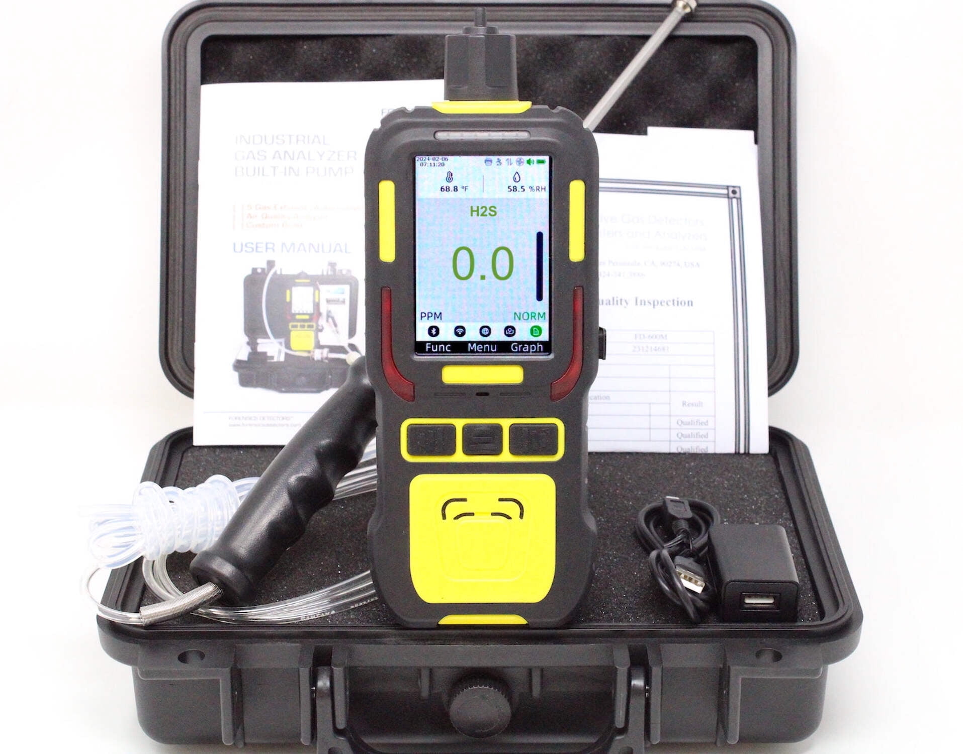 Hydrogen Sulfide H2S Data Logger Analyzer | USA NIST Calibration ...