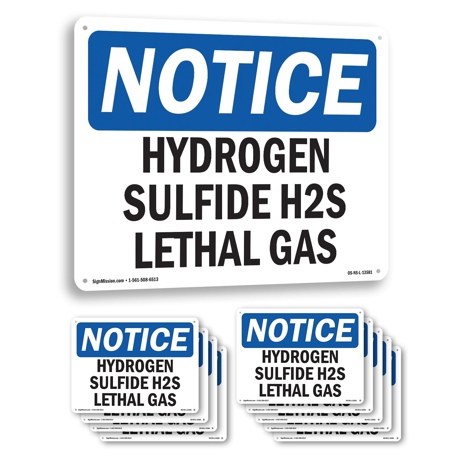 Hydrogen Sulfide H2S Lethal Gas OSHA Notice Aluminum Sign 24 Inch x 18 ...