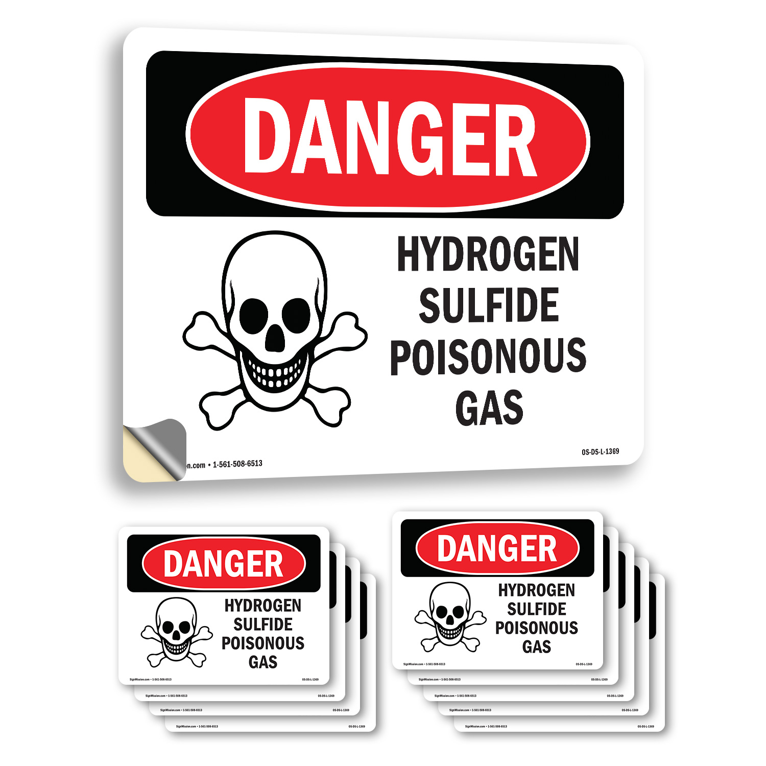 Hydrogen Sulfide Poisonous Gas OSHA Danger Vinyl Decal Label 24 Inch x ...