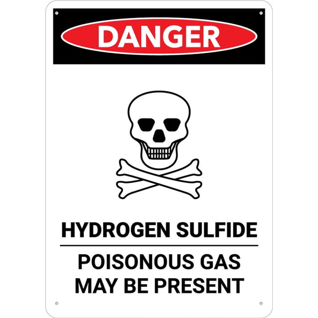Hydrogen Sulfide Poisonous Gas Portrait Sign For Home 12X8 Inch Rust ...