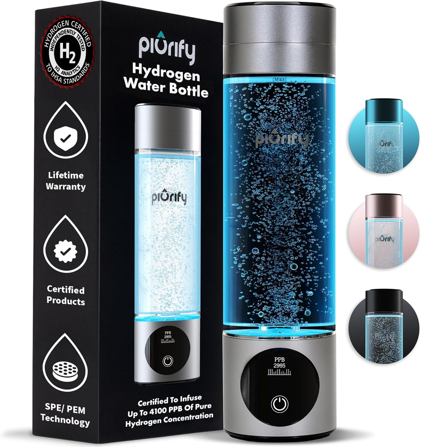 Hydrogen Water Bottle Generator - Up to 4100+ PPB Concentration - SPE ...