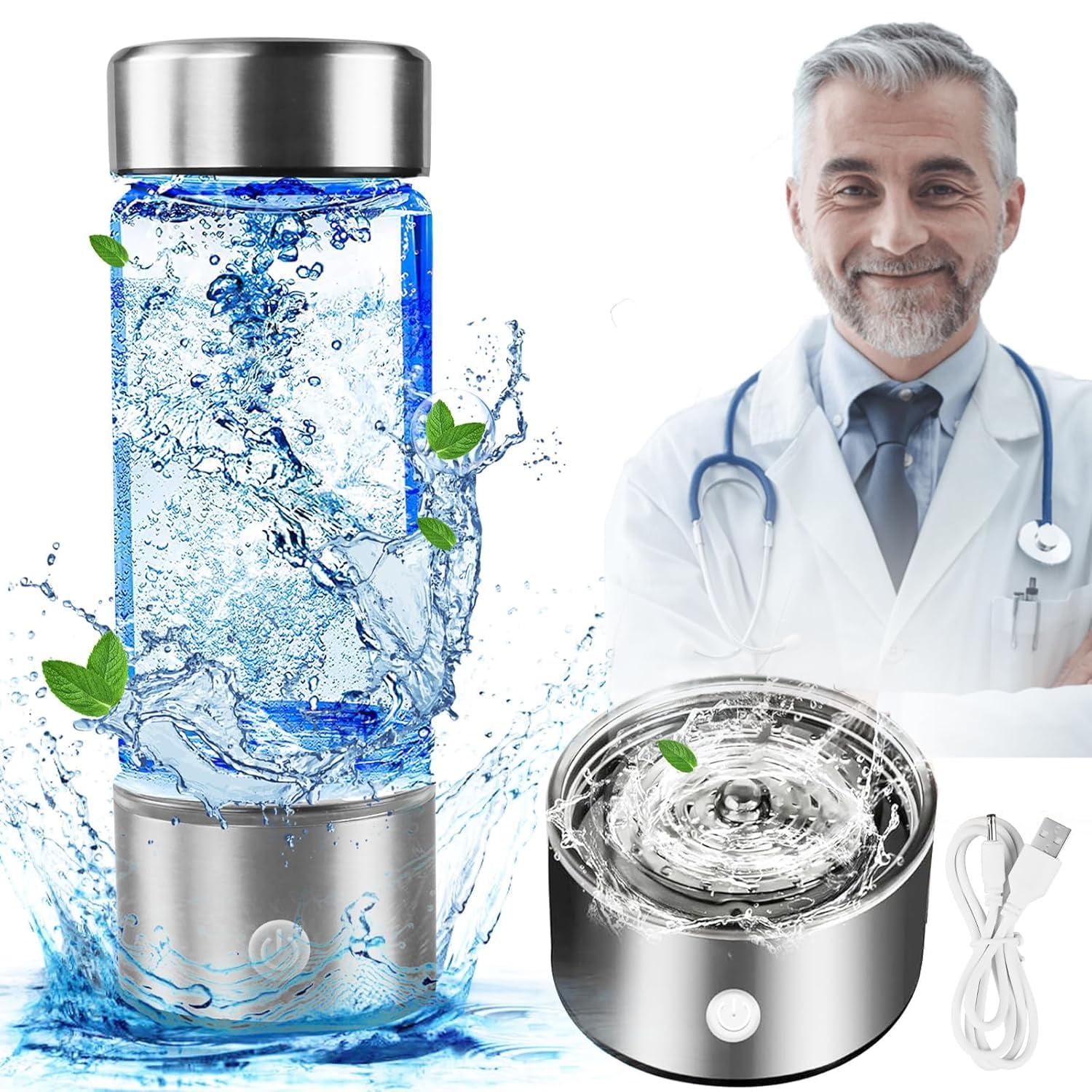 Hydrogen Water Bottle,Portable Hydrogen Water Bottle Generator, with Pem SPE Technology 3Min ...