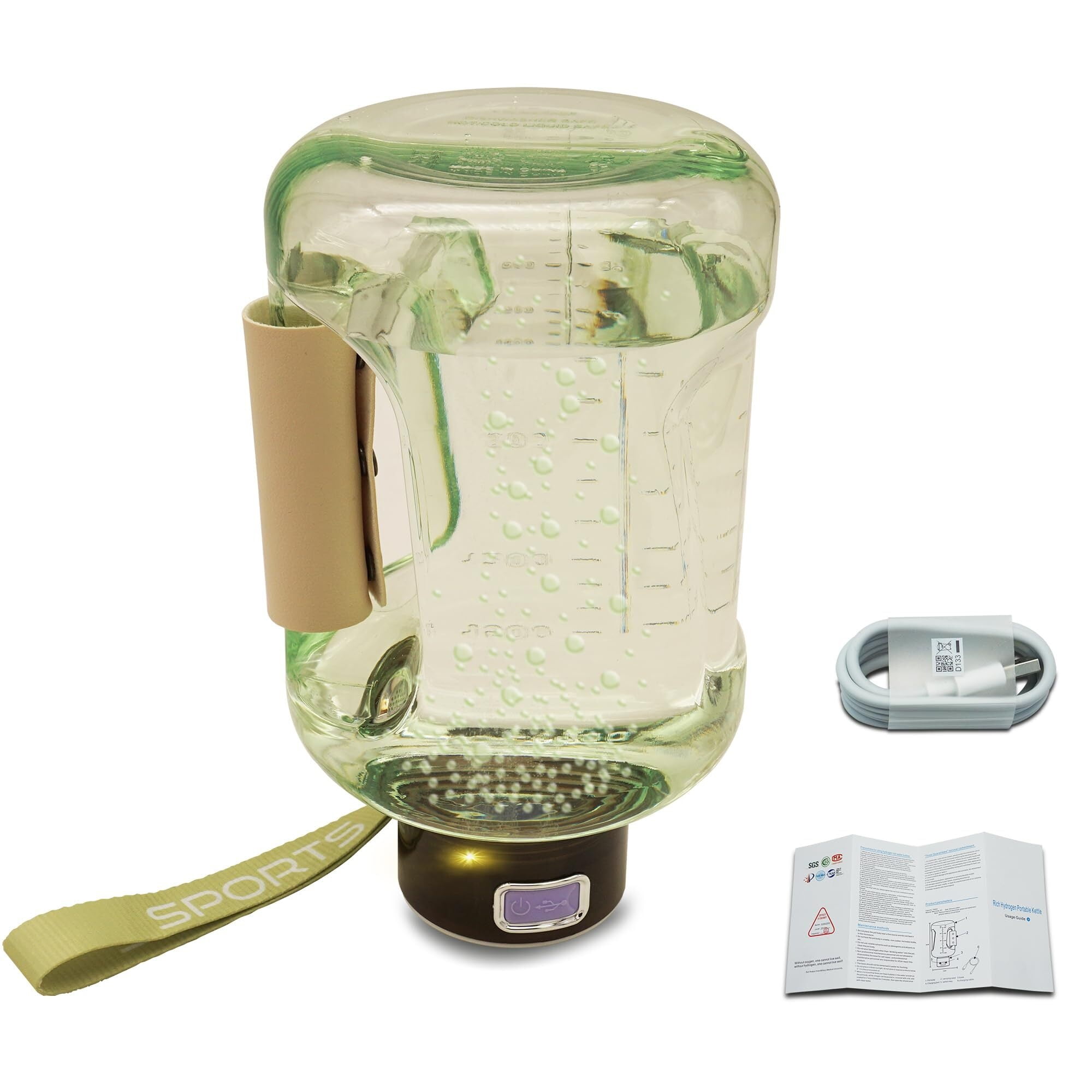 Hydrogen Water Bottle with 50 Oz/1.5L Capacity, Sports Hydrogen Rich ...