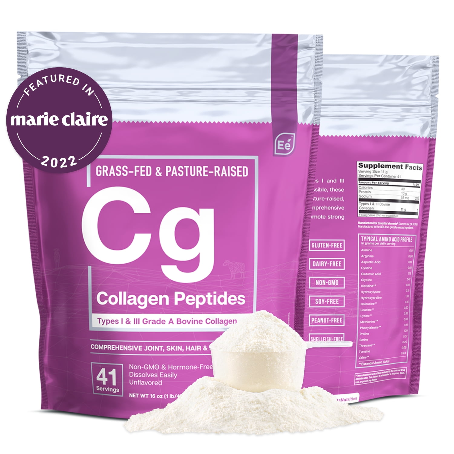 Essential Elements Hydrolyzed Collagen Powder for Joint, Hair, Skin ...