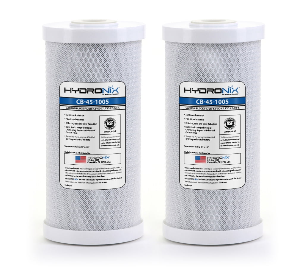 Hydronix CB-45-1005 2 Pack, 5 Micron Carbon Block Water Filters for ...