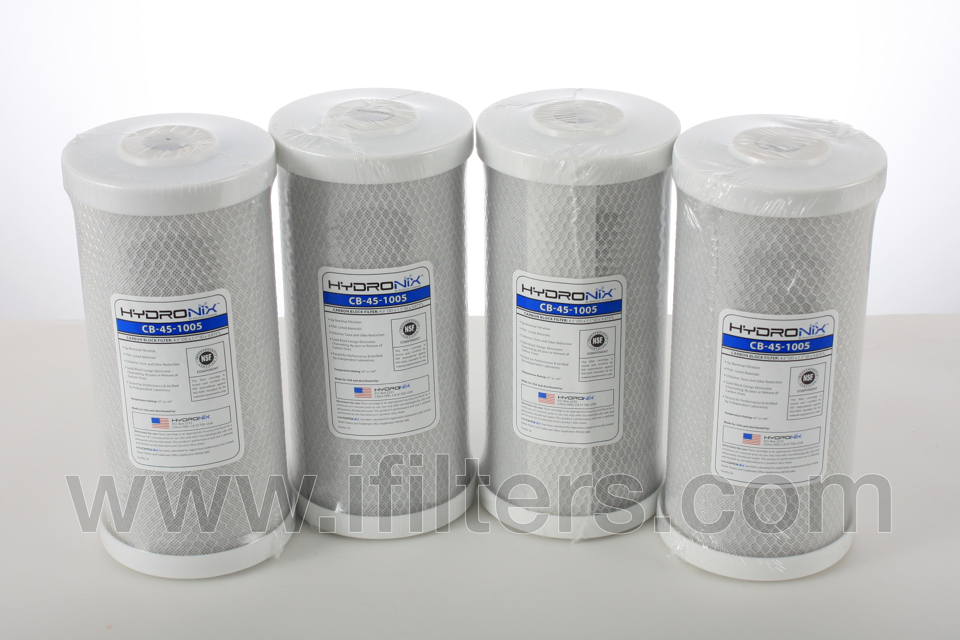 Hydronix 4 Pack CB-45-1005 Carbon Block Water Filters Cartridge, 5 ...