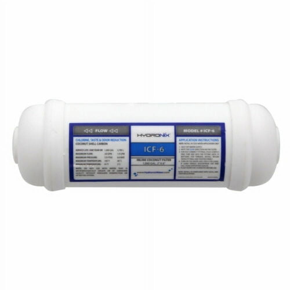 Hydronix ICF-6 Inline Coconut Carbon Water Filter 1/4 FNPT (1000 ...