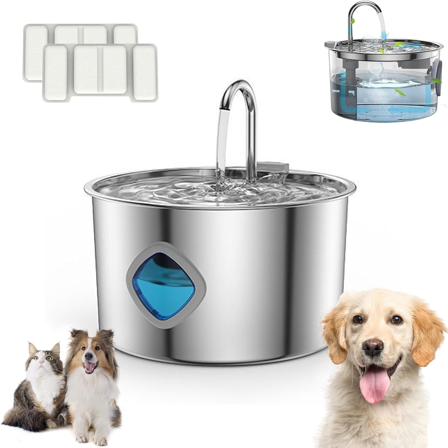 Hydropaws Water Fountain for Dogs & Cats, Hydro Paws Water Bowl 3.2L ...