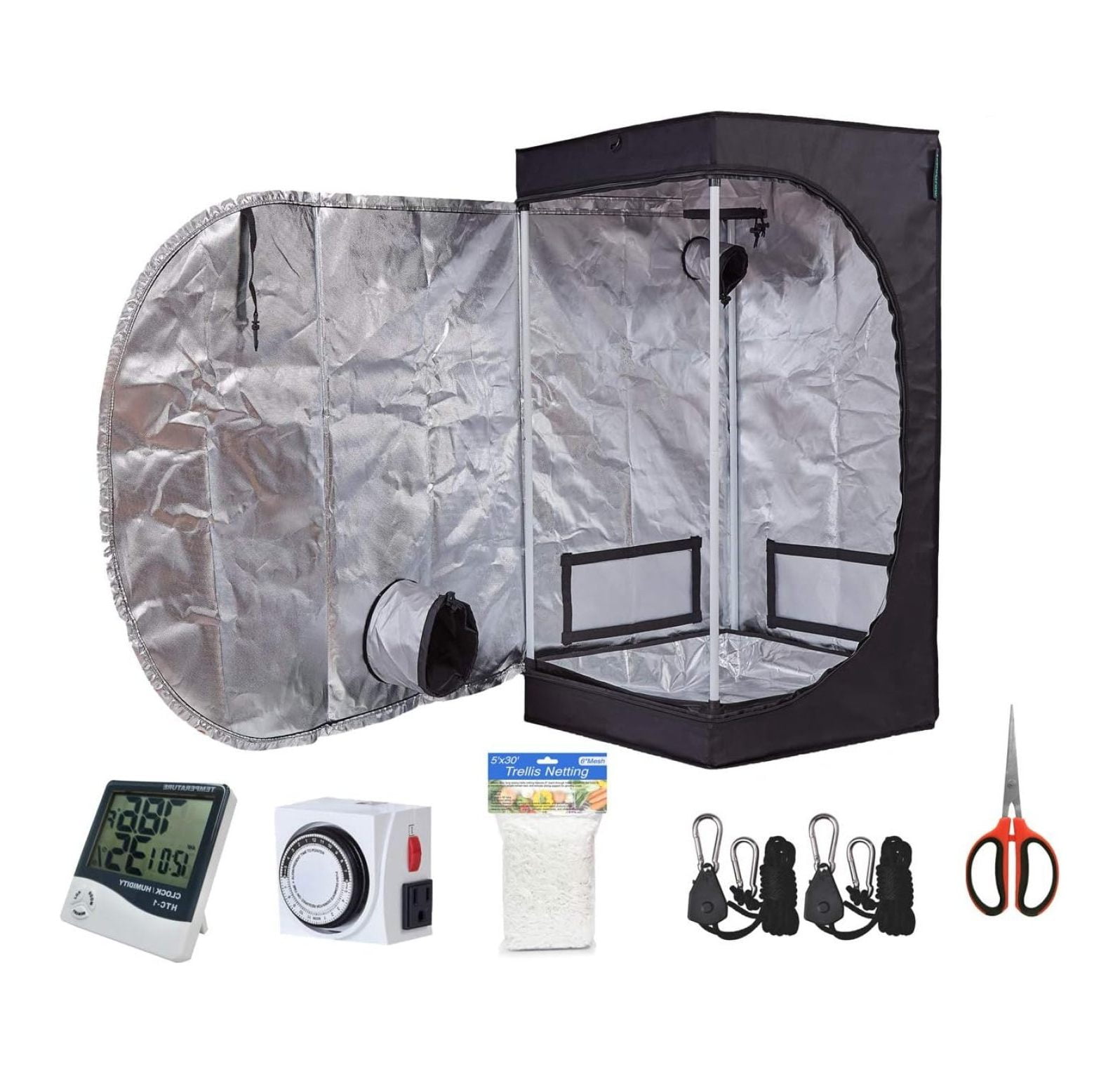 Hydroponic 24"X24"X48" Indoor Grow Tent Kit W/Analog Timer+Humidity ...