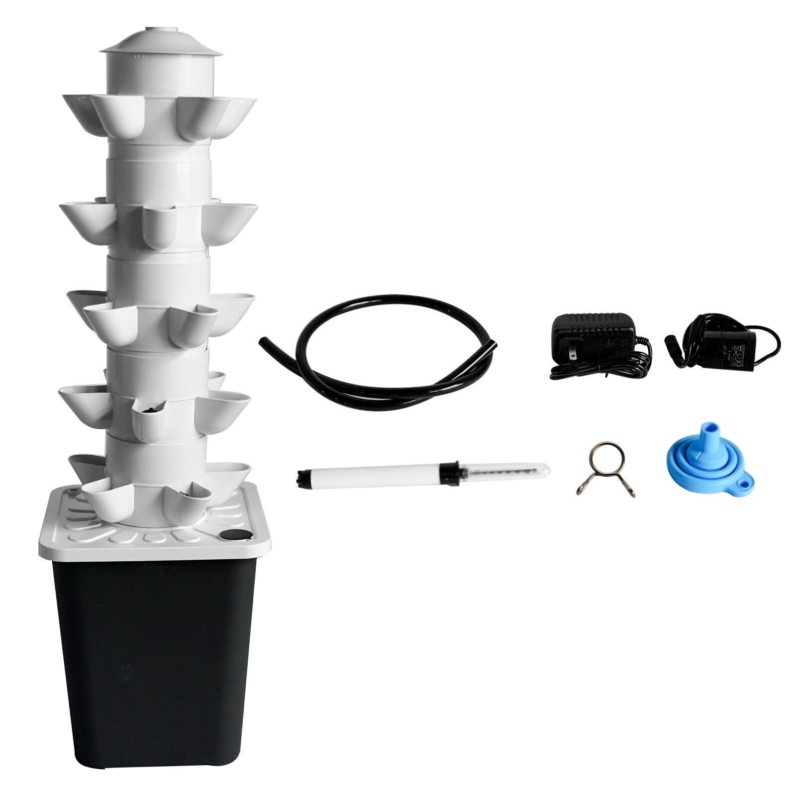 Hydroponic Growing 25-pod System Black Vertical Garden w/ Pump + Plug ...