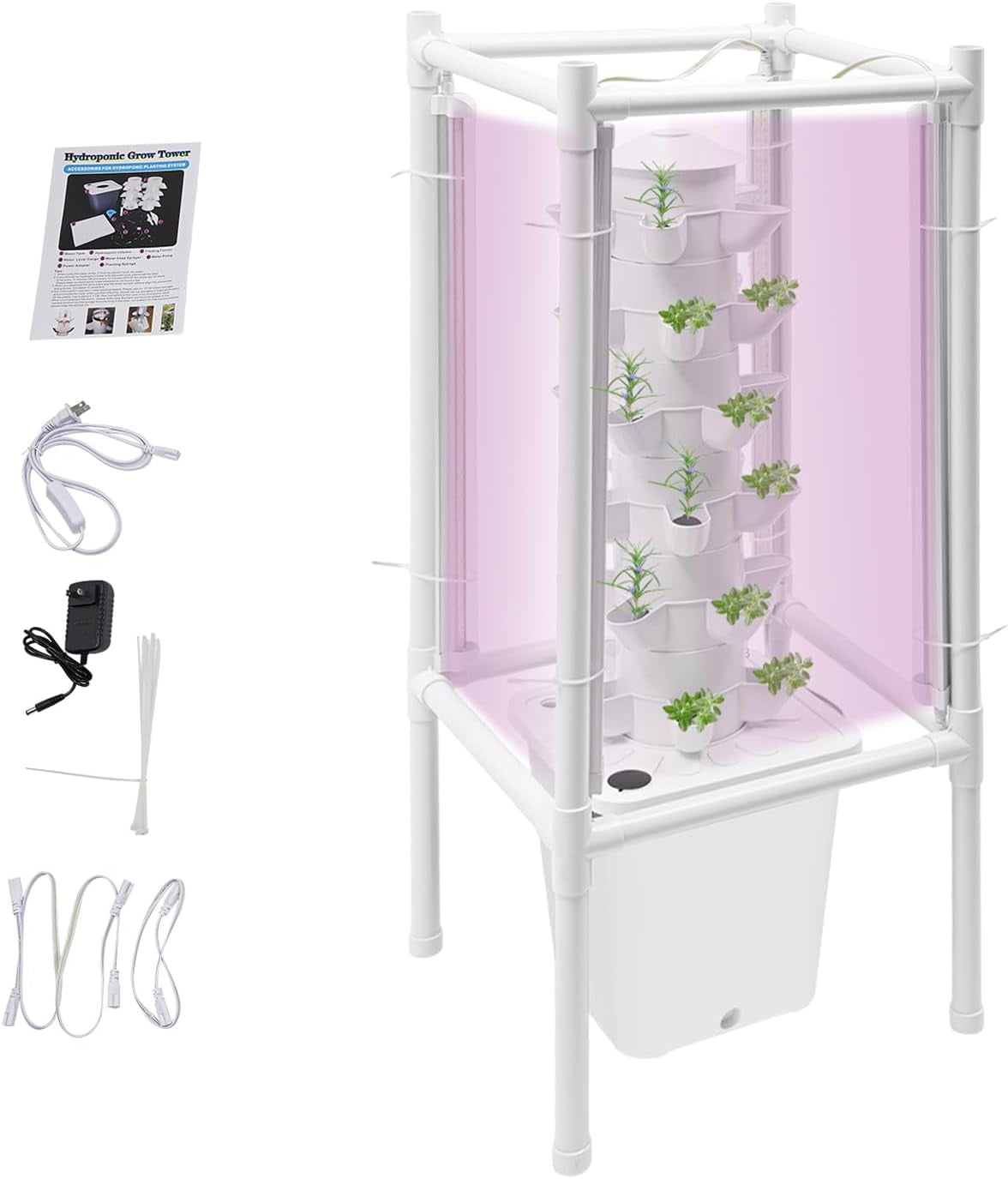 Hydroponic Growing System, Planter Germination Tower with Pump, 30 Pods ...