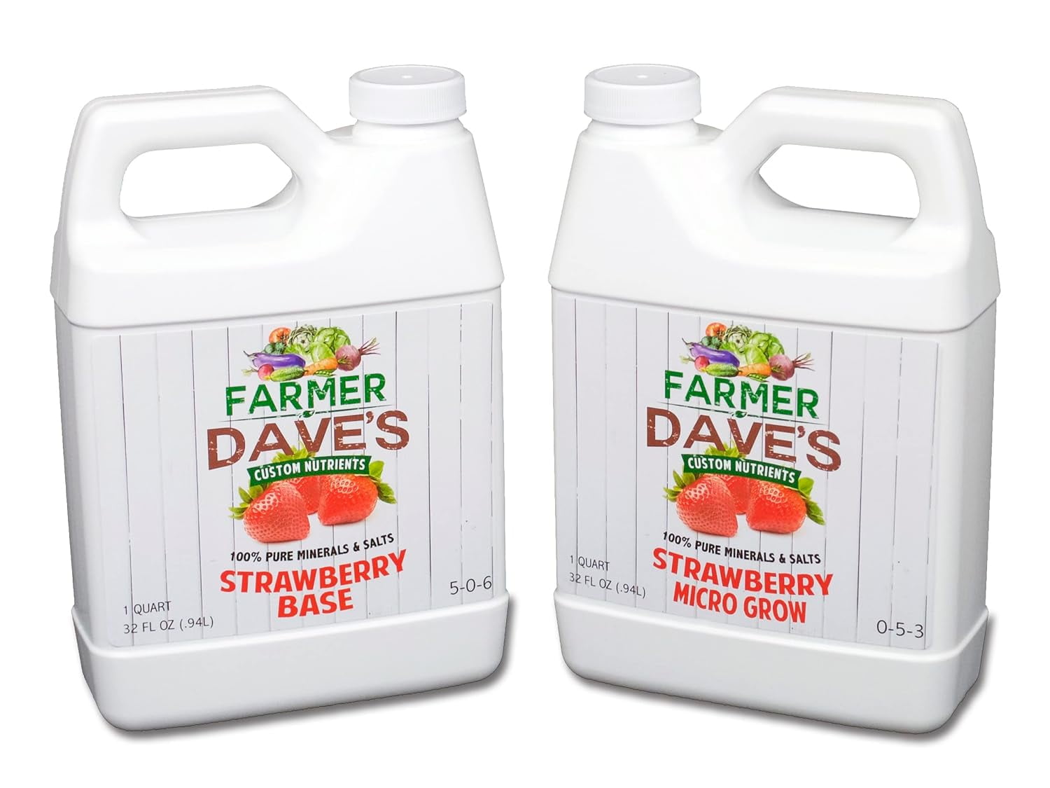 Hydroponic Nutrients - Farmer Dave's Custom Nutrients for Strawberries - 2-Part Base and Grow ...