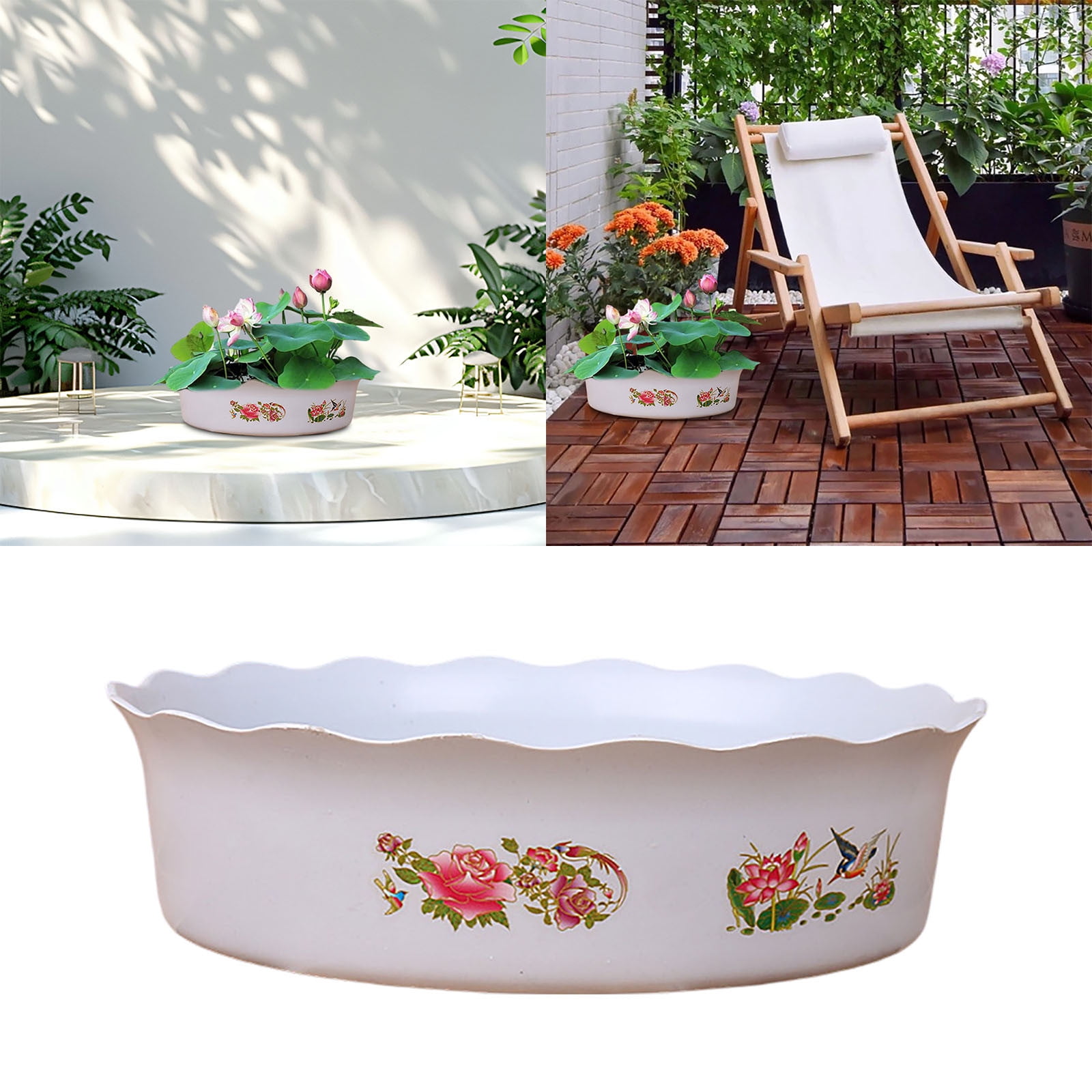 Hydroponic Planter Lotus Flower Pot, 6.7 Inch Resin Water Lily ...