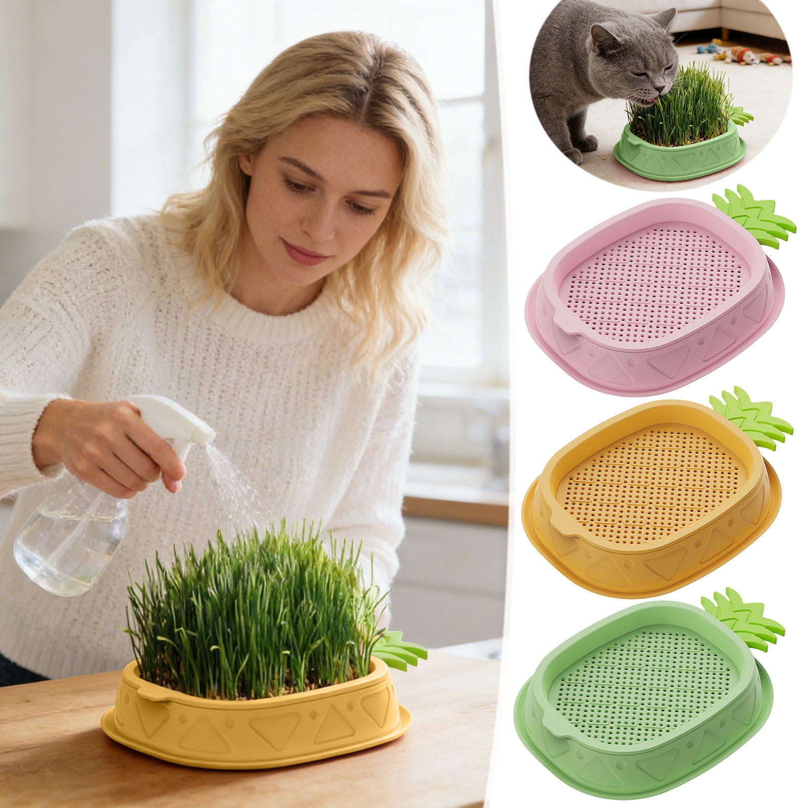Hydroponic Starter Tray Pineapple-Shaped • Soil-Free Nursery • Bright ...
