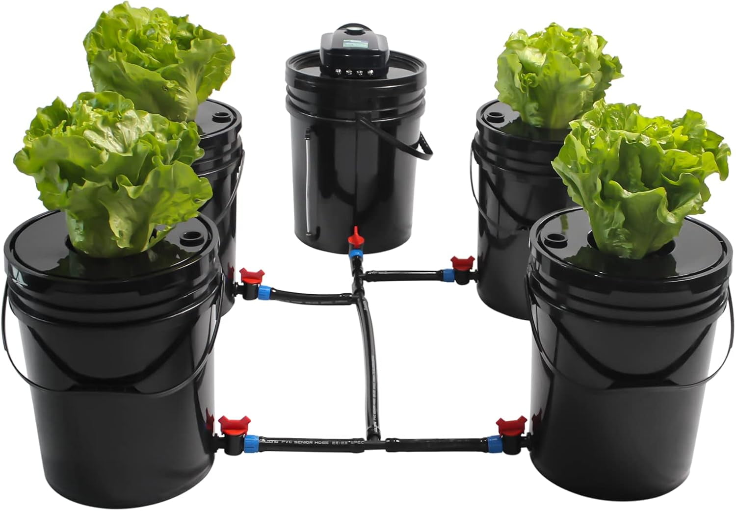 Hydroponic System,5.28 Gallon 5 Buckets,12W Hydroponic System with Pump ...