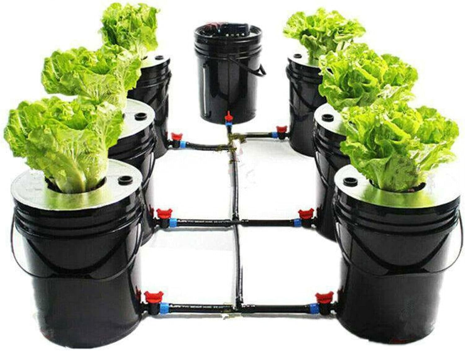Hydroponic System, Growing System Kit 7 Bucket 5 Gallon Recirculating ...