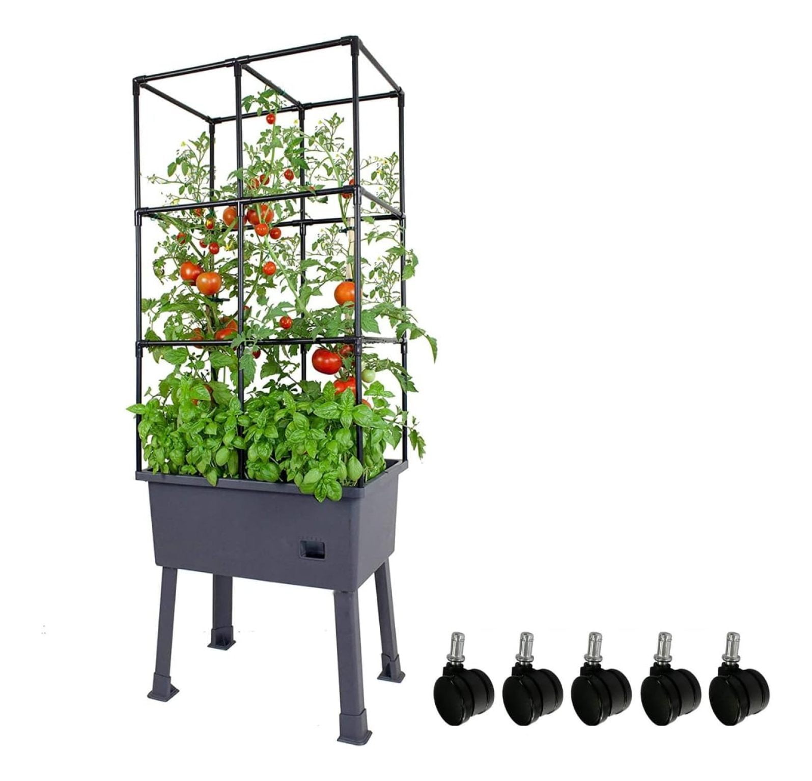 Hydroponic Tower with Trellis Frame, Greenhouse Cover, and Castor ...