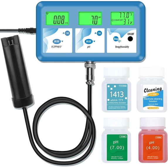 Hydroponic ppm pH Monitor, WiFi 6 in 1 pH EC Meter for Hydroponics ...