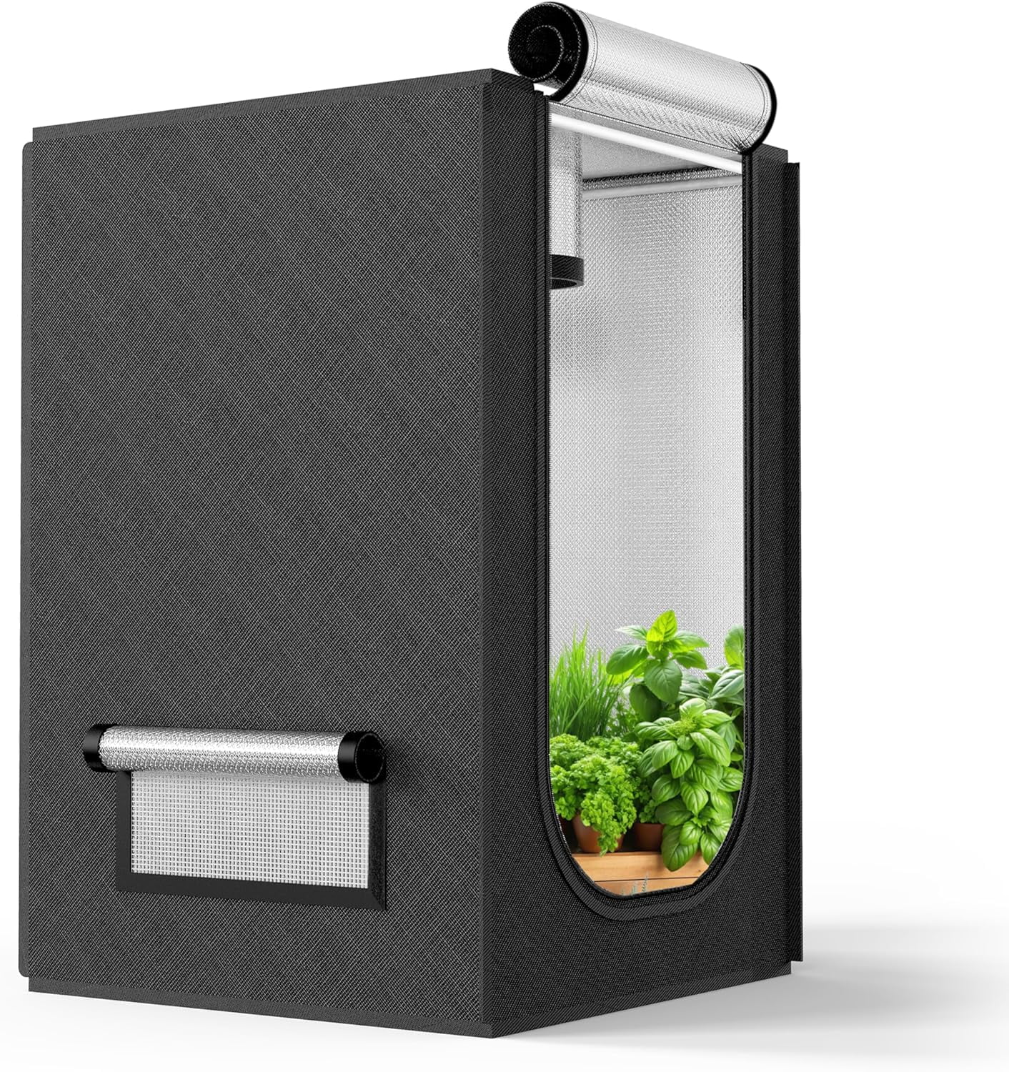 Hydroponic water-resistant grow tent with removable floor tray and tool ...