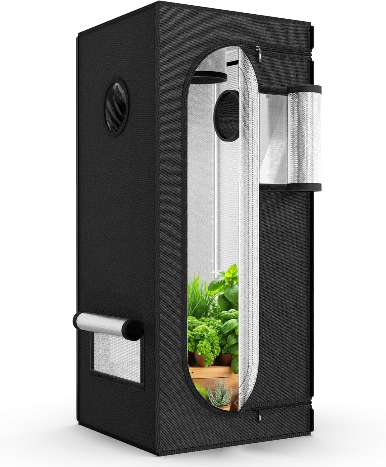 Hydroponic water-resistant grow tent with removable floor tray and tool ...