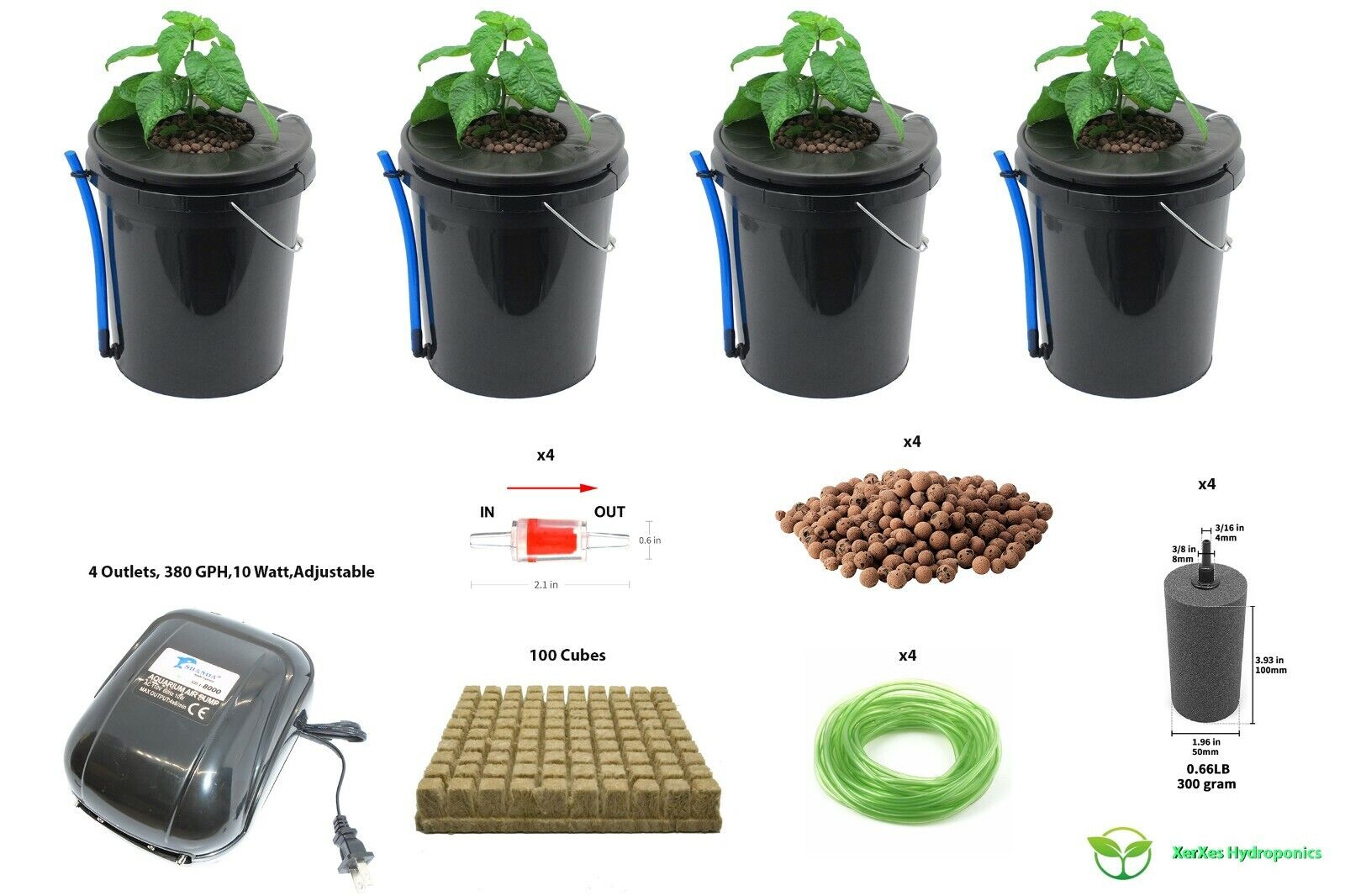 Hydroponics Deep Water Culture DWC Hydroponic System,5 Gallon [Set of 4 ...