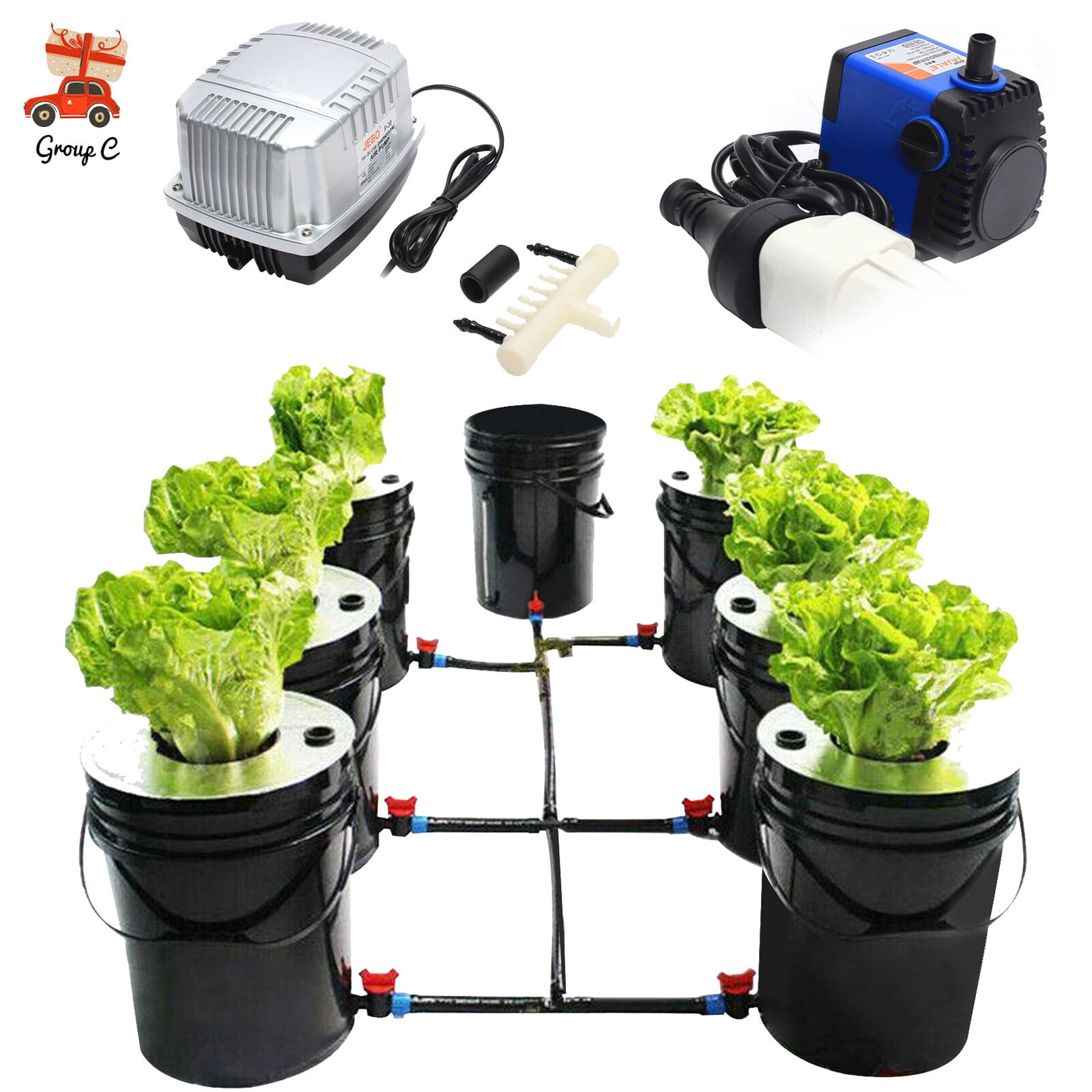 Hydroponics Grow System Kit 7 Buckets 5 Gallon Recirculating Deep Water Culture! - Walmart.com